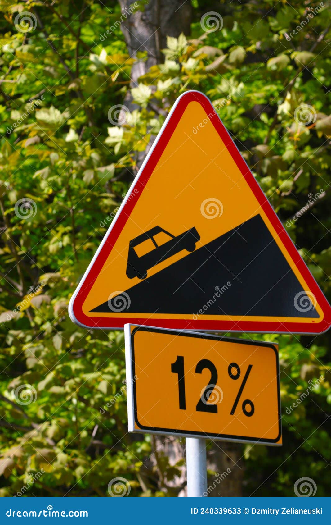 High Uphill Warning Sign. Road Signs. Danger. Stock Image - Image of ...