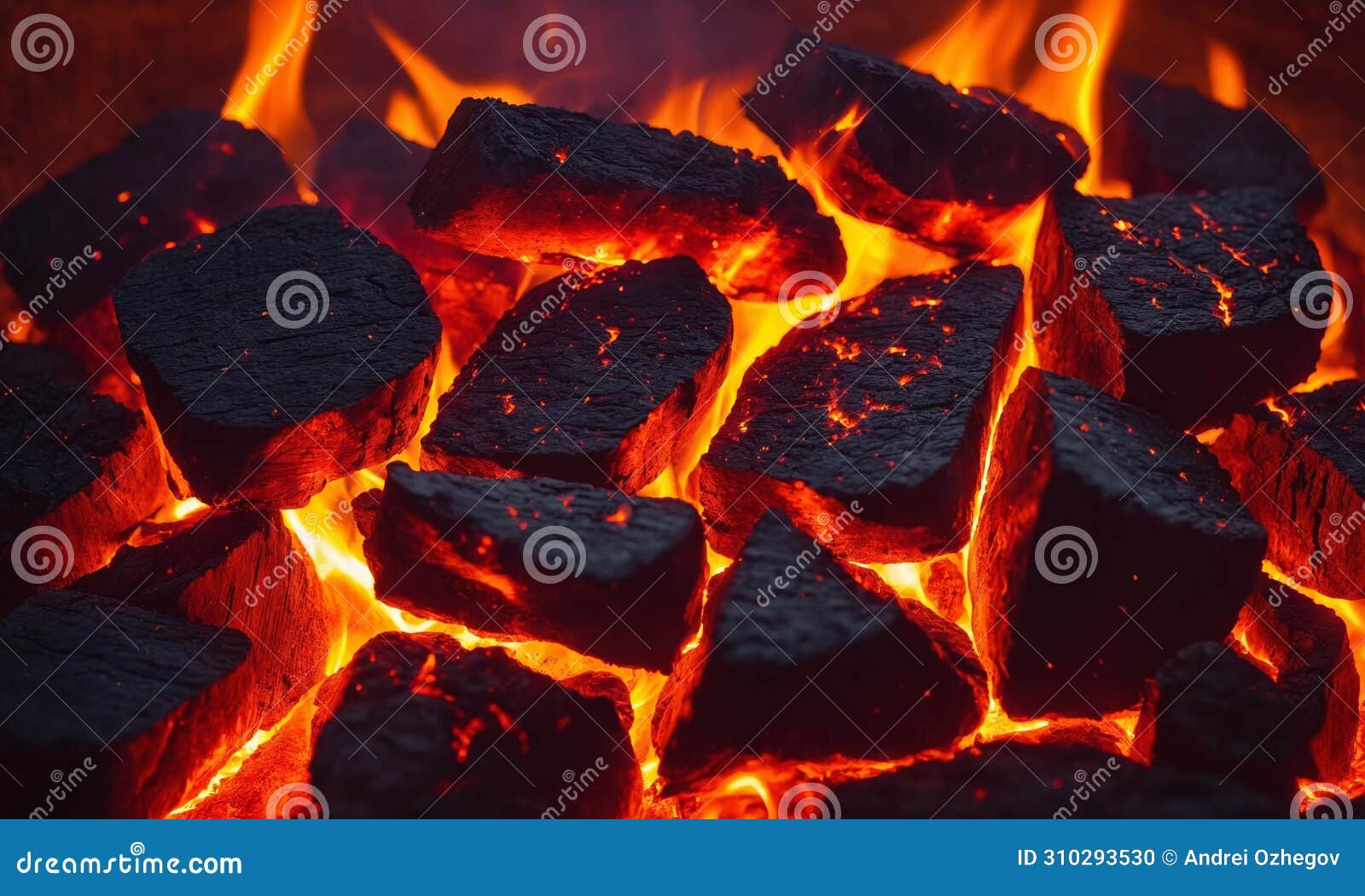 High View of Burning Coals in the Background Stock Photo - Image of ...