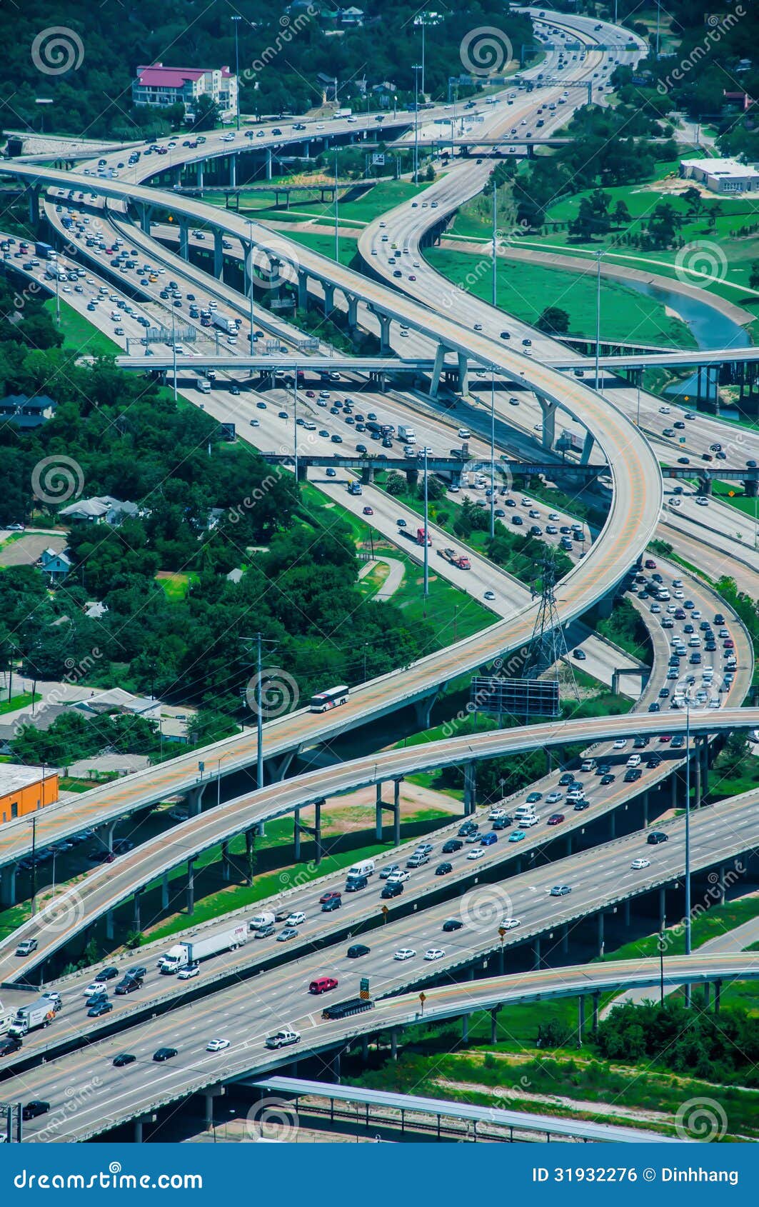 A High View of Houston Highways Stock Photo - Image of journey, getaway ...