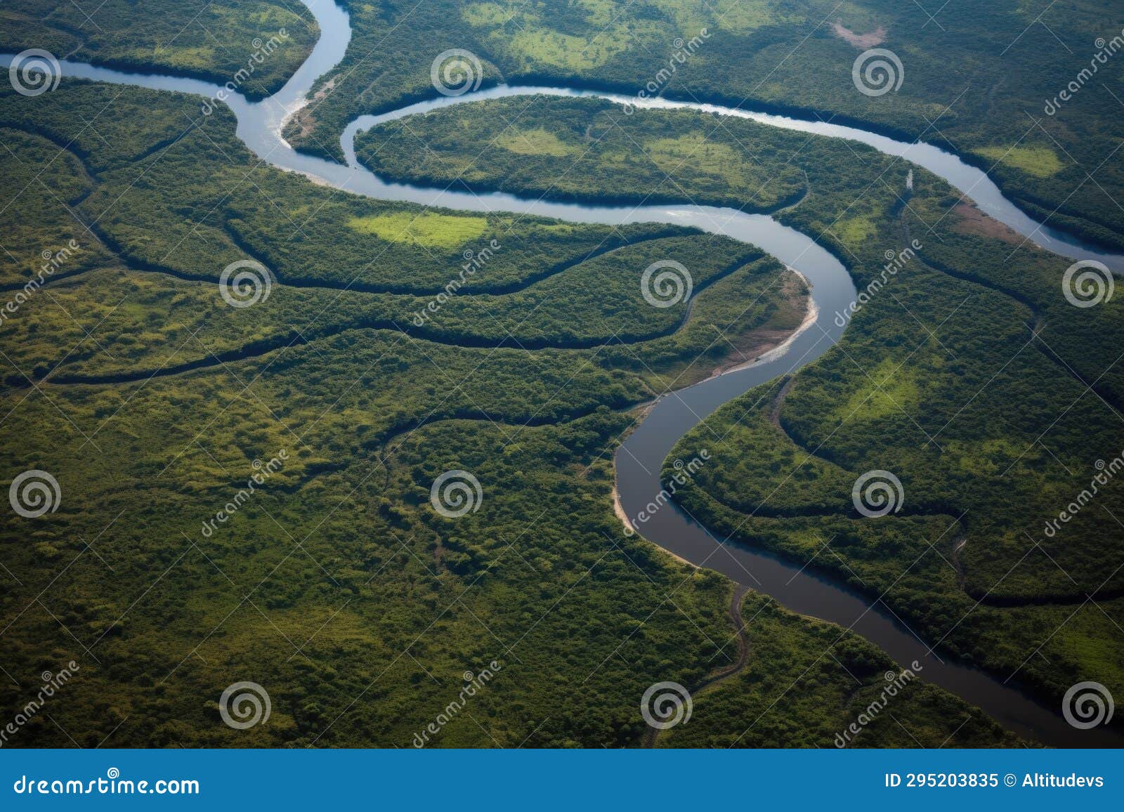 High View of Sinuous River Acting As a Natural Border Stock Image ...