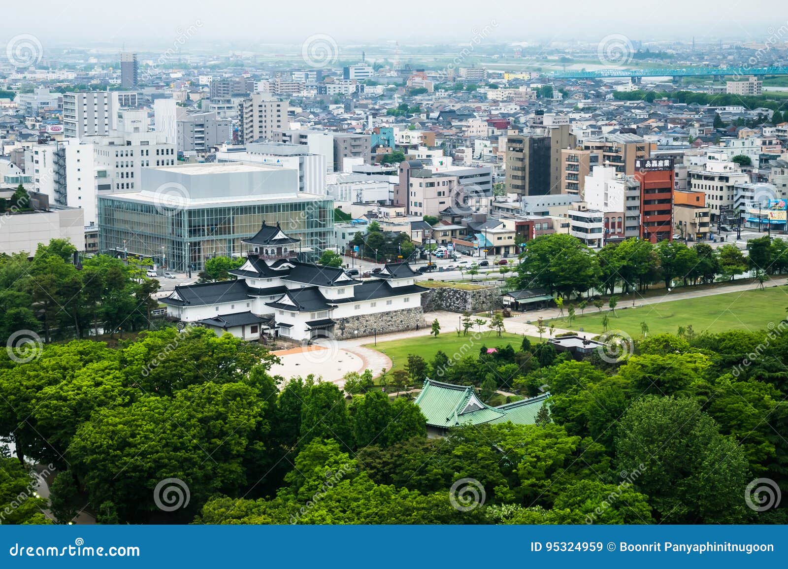 High view of Toyama Town editorial stock image. Image of travel - 95324959