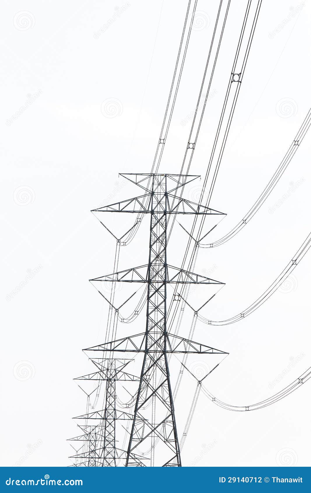 High Volage Power Tower Line Stock Photo - Image of facility, outdoors ...