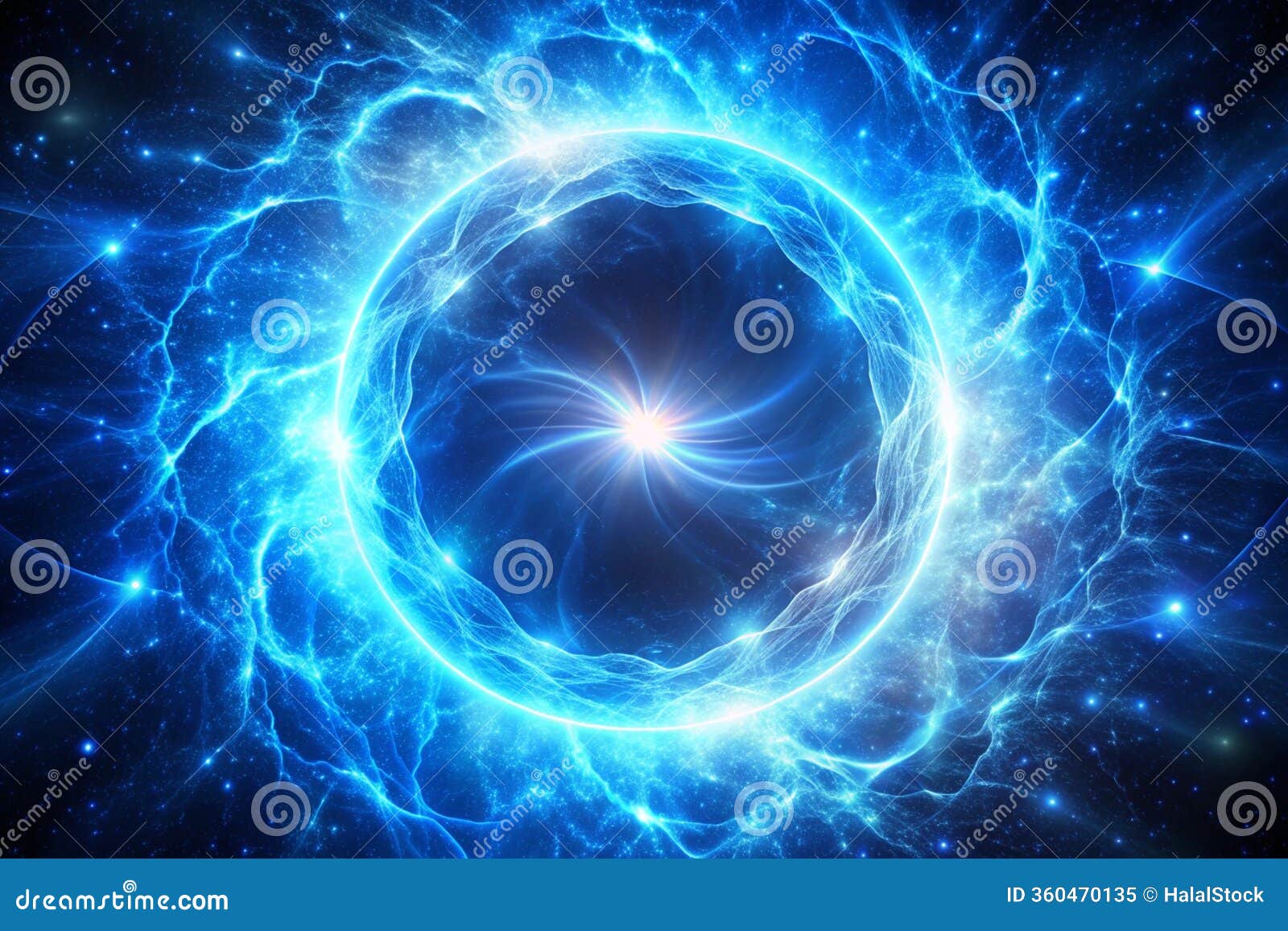 High Voltage: Blue Glowing Plasma Torus in Space Stock Illustration ...