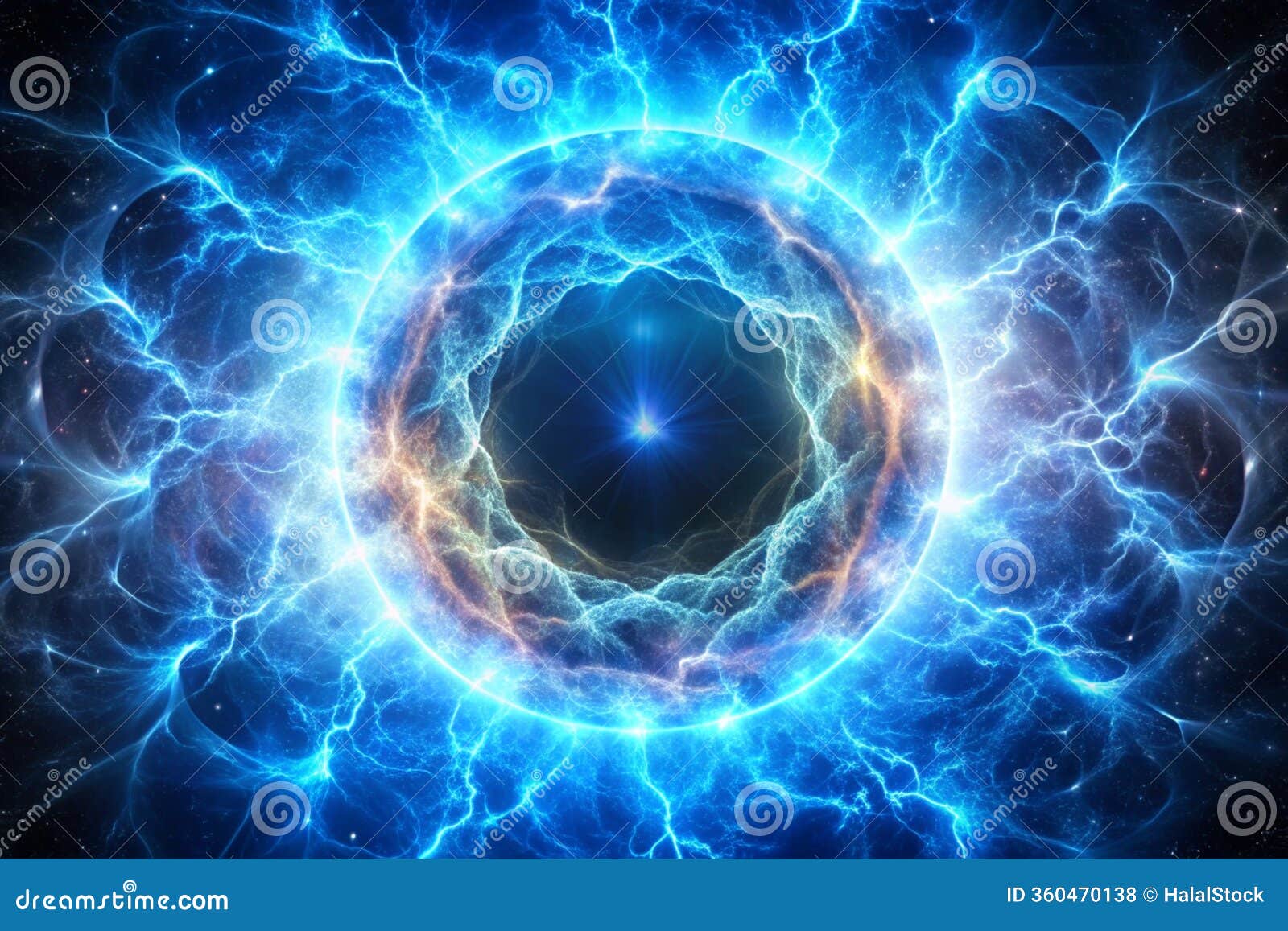 High Voltage: Blue Glowing Plasma Torus in Space Stock Illustration ...