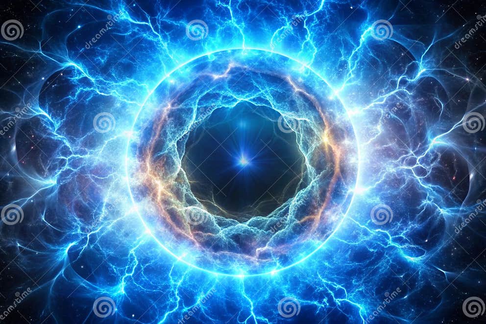 High Voltage: Blue Glowing Plasma Torus in Space Stock Illustration ...