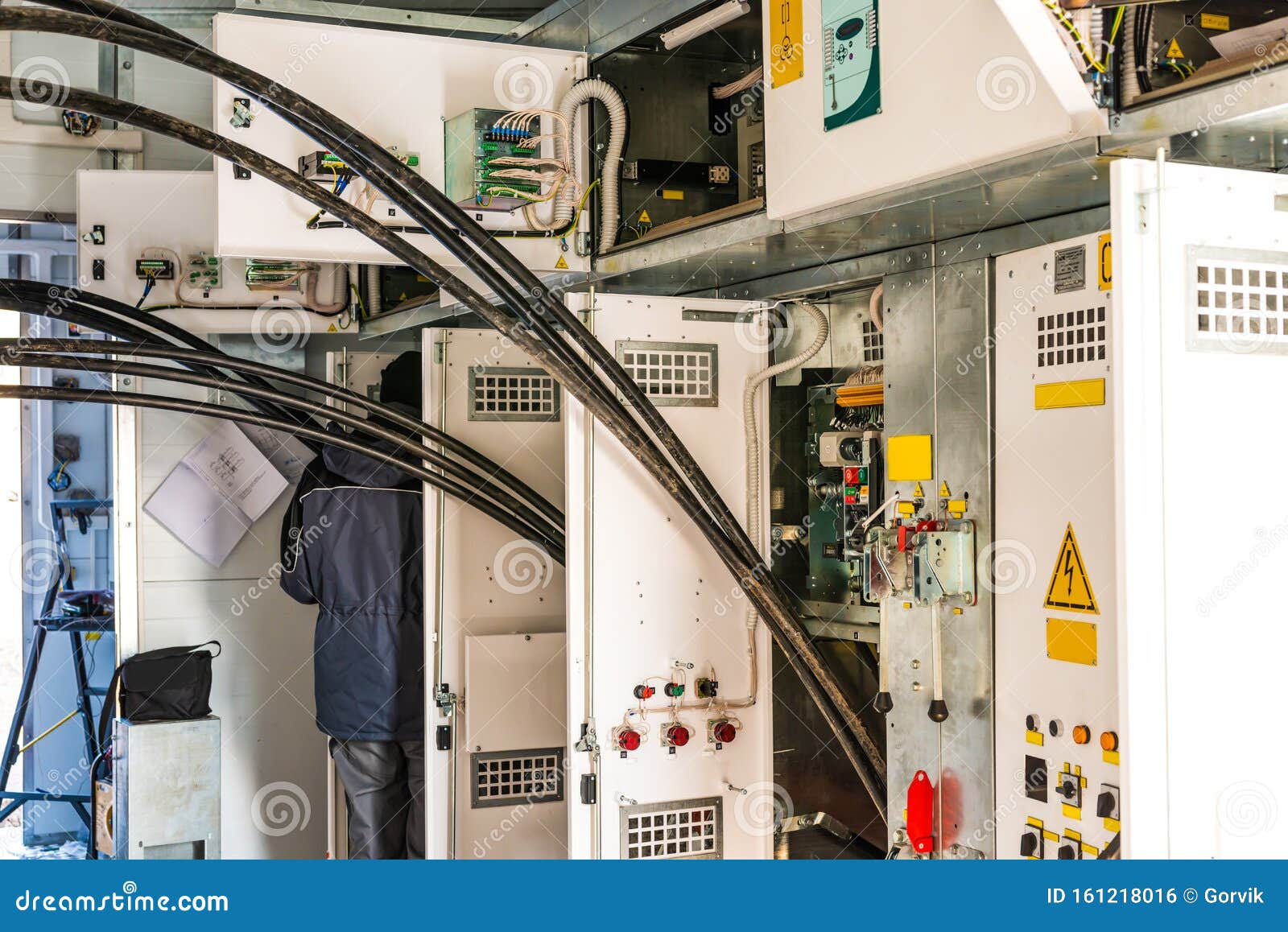 High-voltage Cabinet with Tight High-voltage Wires Stock Photo - Image ...