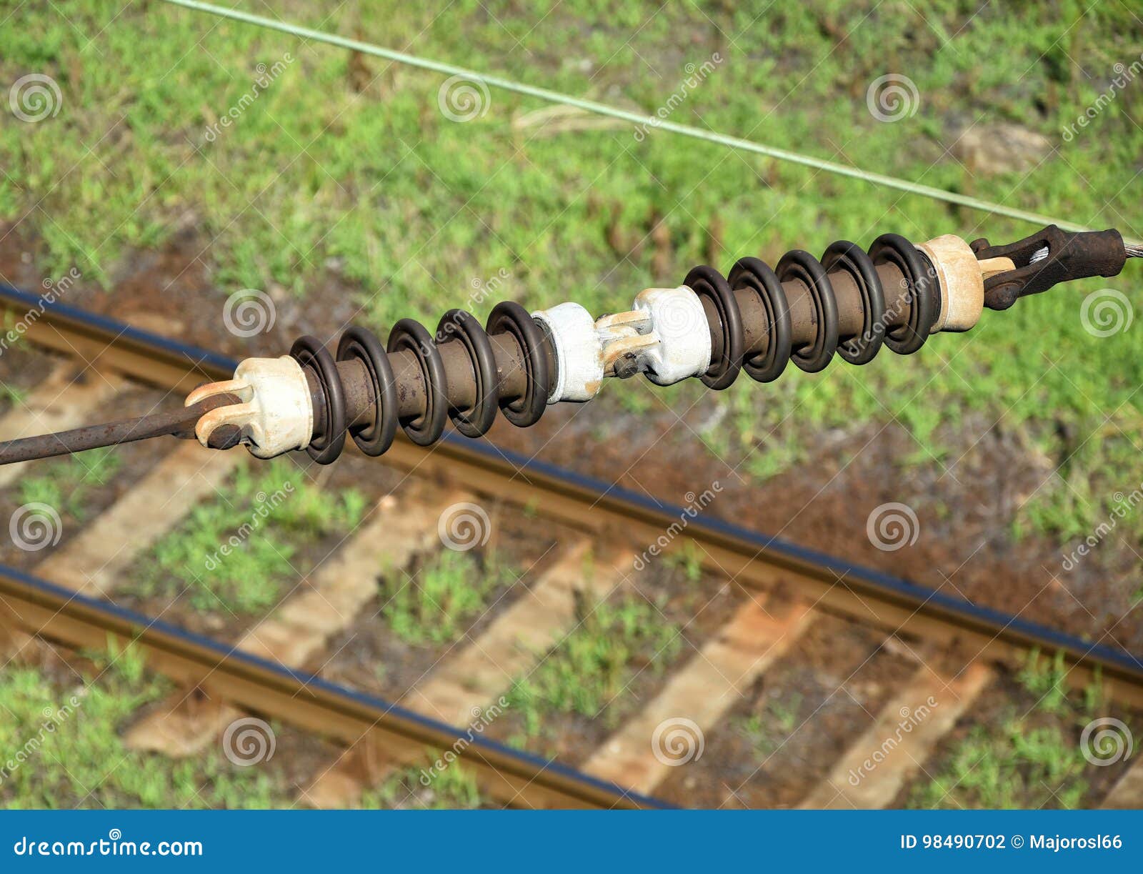 High Voltage Cable Over the Railway Track Stock Photo - Image of iron ...
