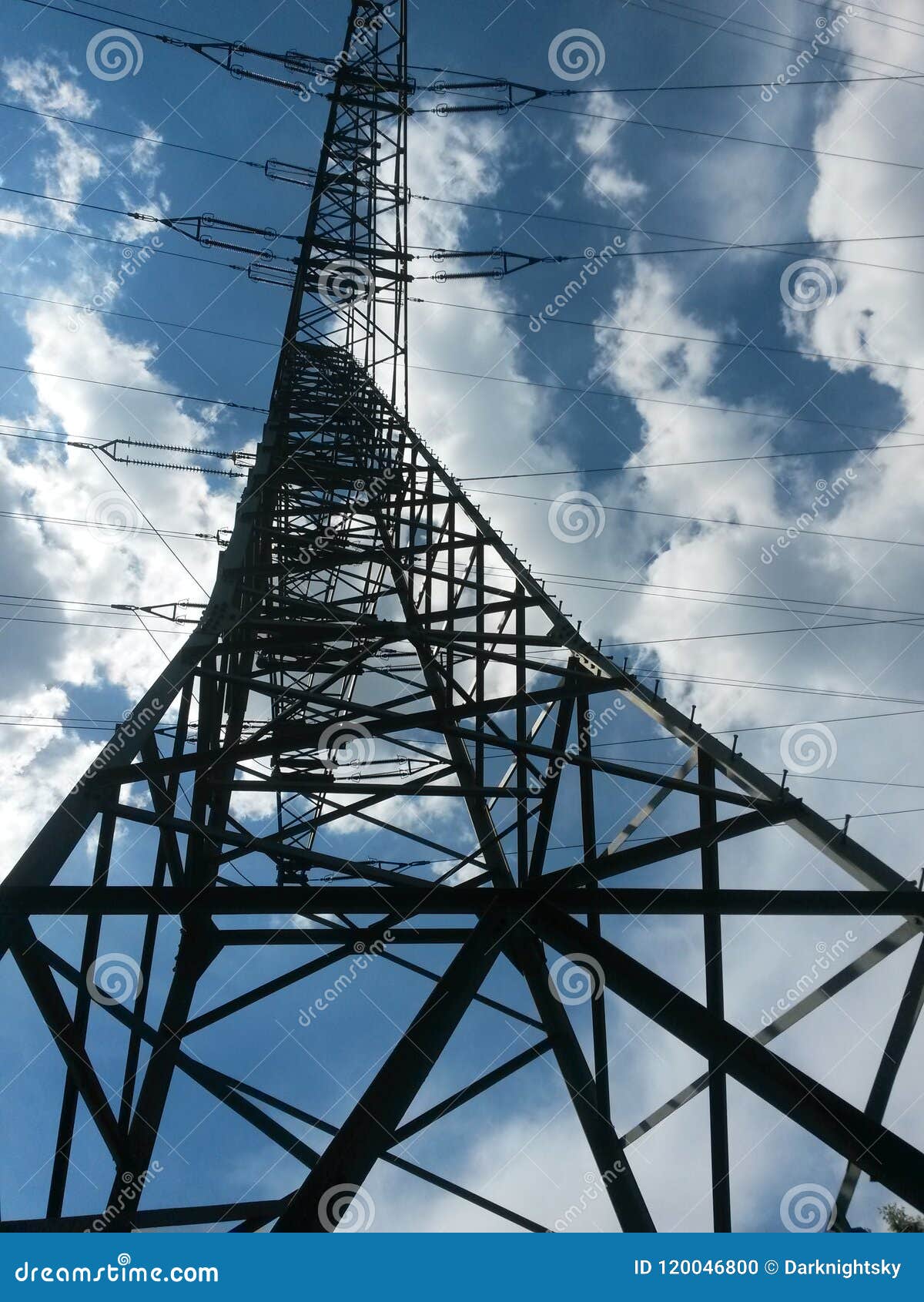 High Voltage cable pylon stock photo. Image of blue - 120046800
