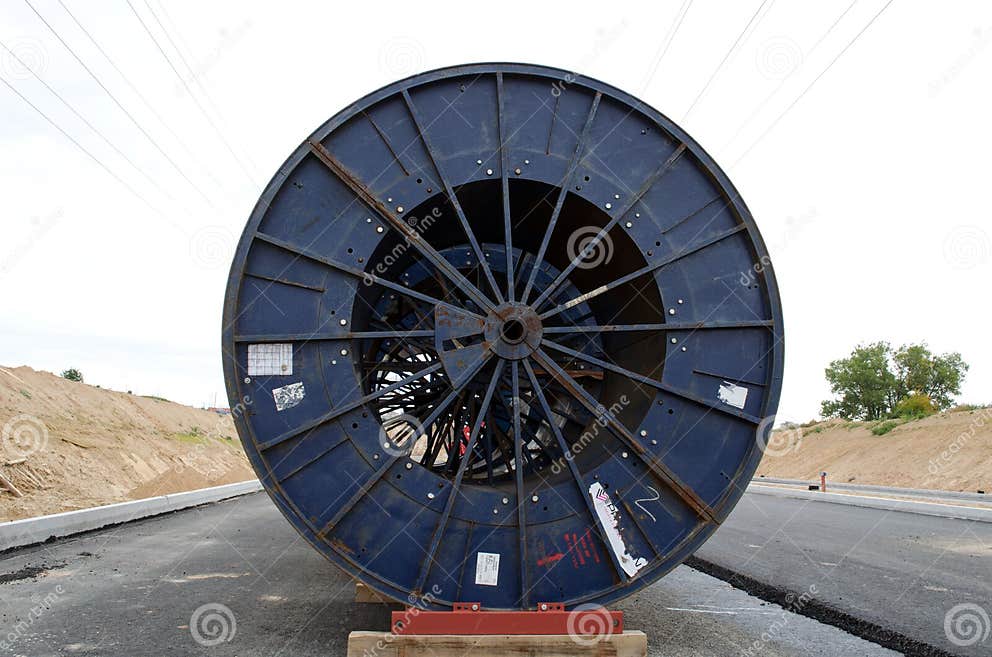 High Voltage Cable Reels Road Construction Stock Image - Image of ...