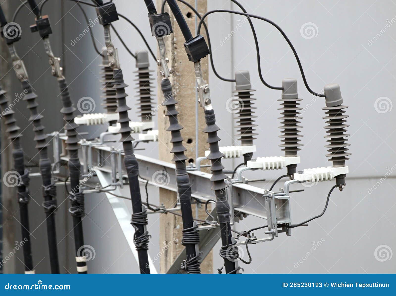 High Voltage Cable Terminators and Lightning Arresters Installed on ...