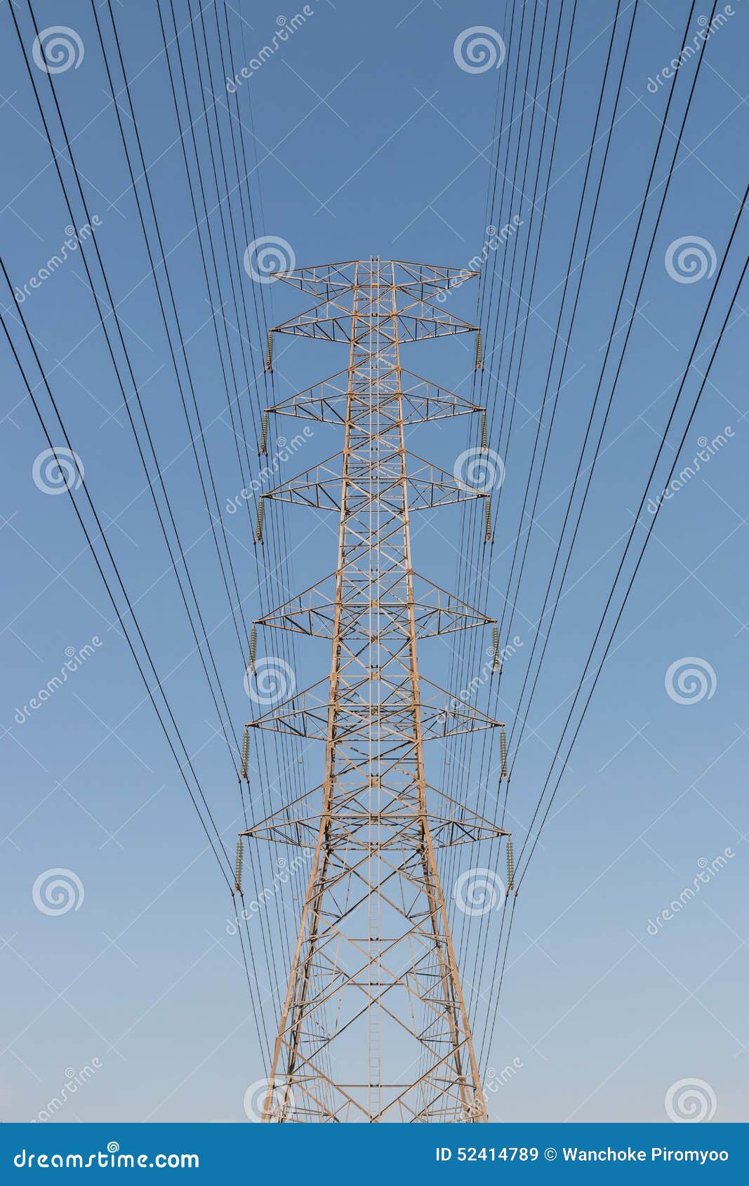 High voltage cable tower stock image. Image of steel - 52414789