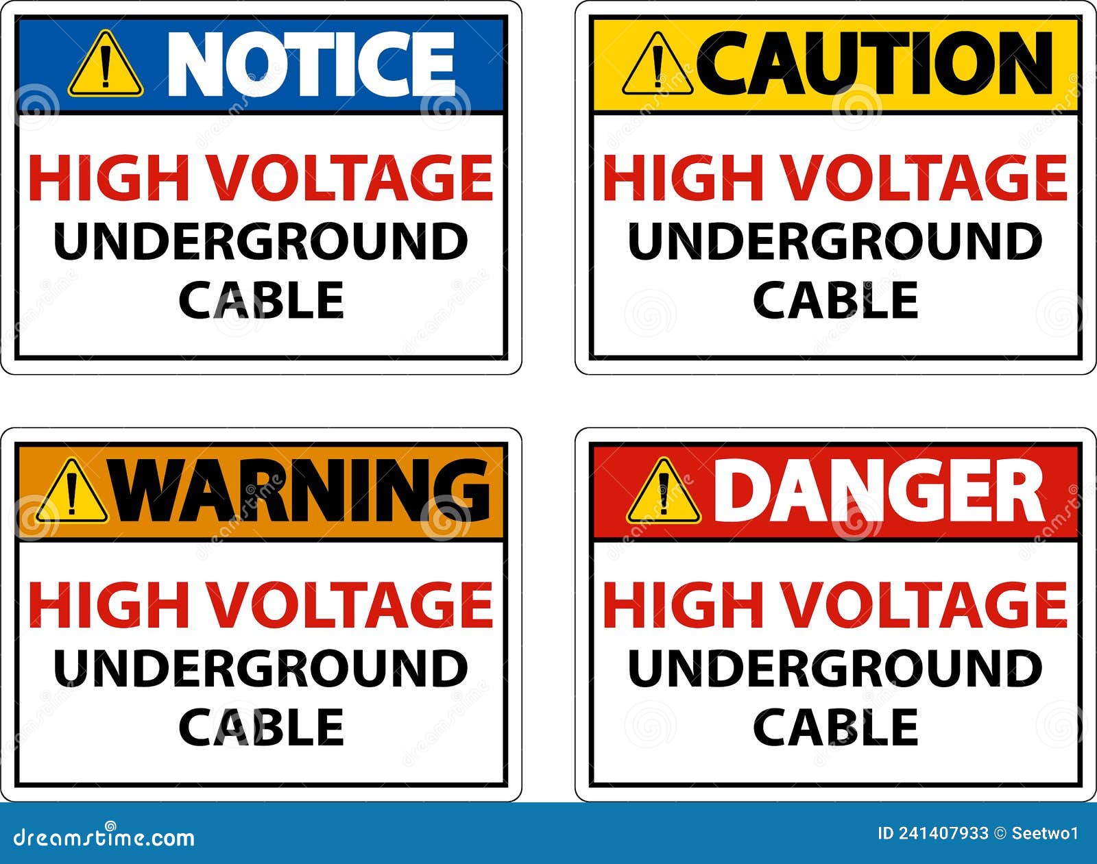 High Voltage Cable Underground Sign on White Background Stock Vector ...