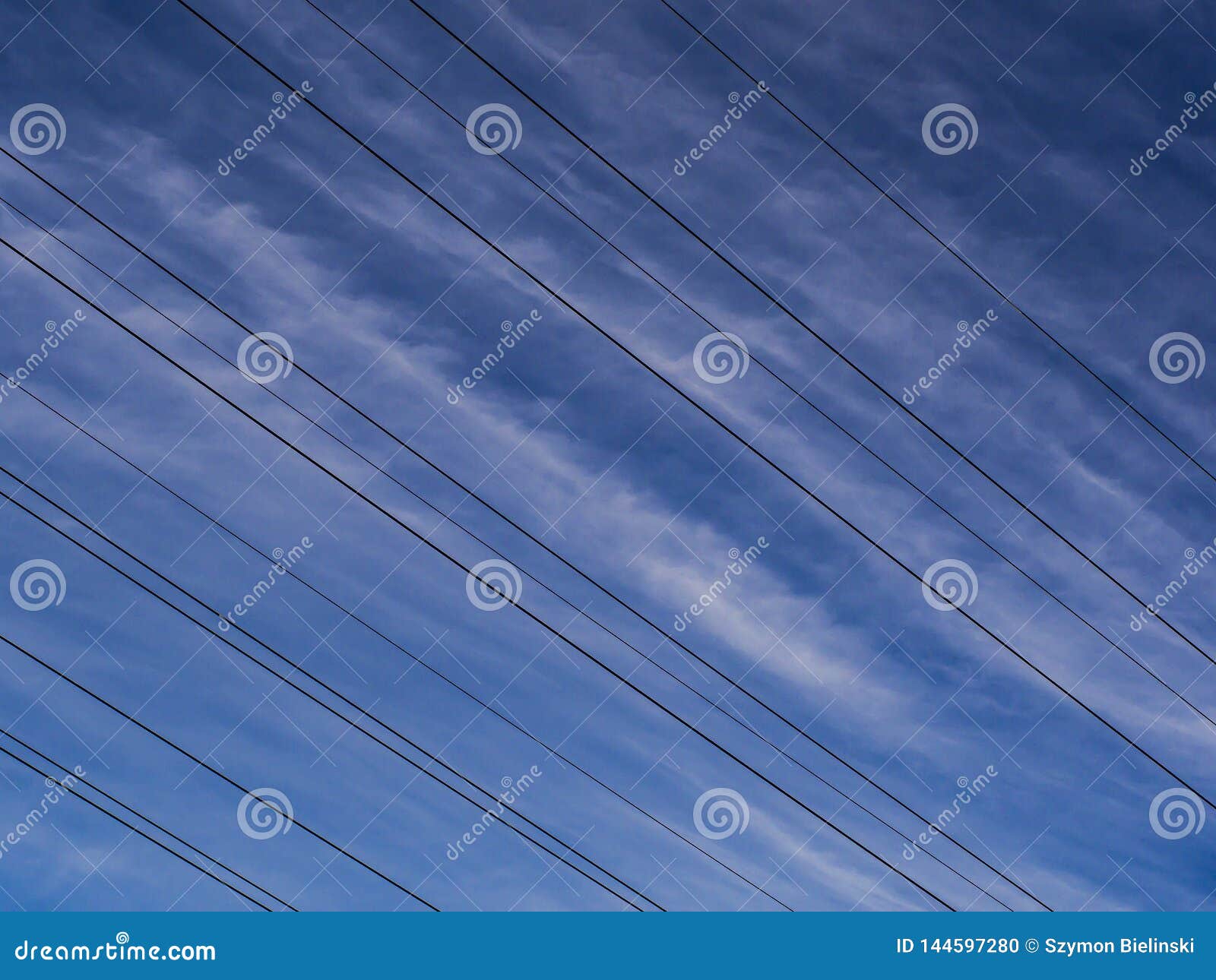 Overhead Mast Arm With Traffic Light, Power Lines And Street Light ...