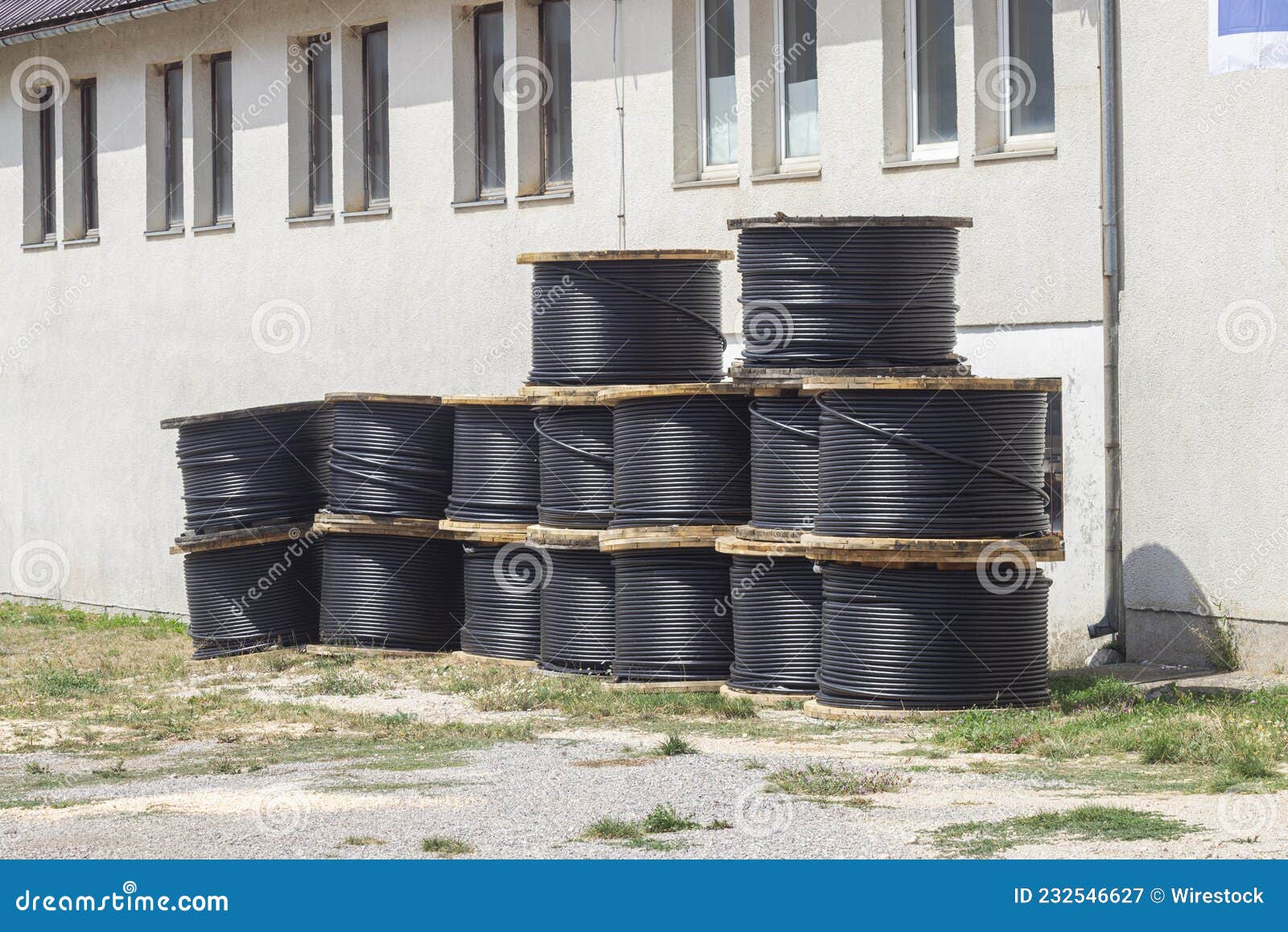 A High-voltage Cables on Spools Used for Electric Power Transmission ...