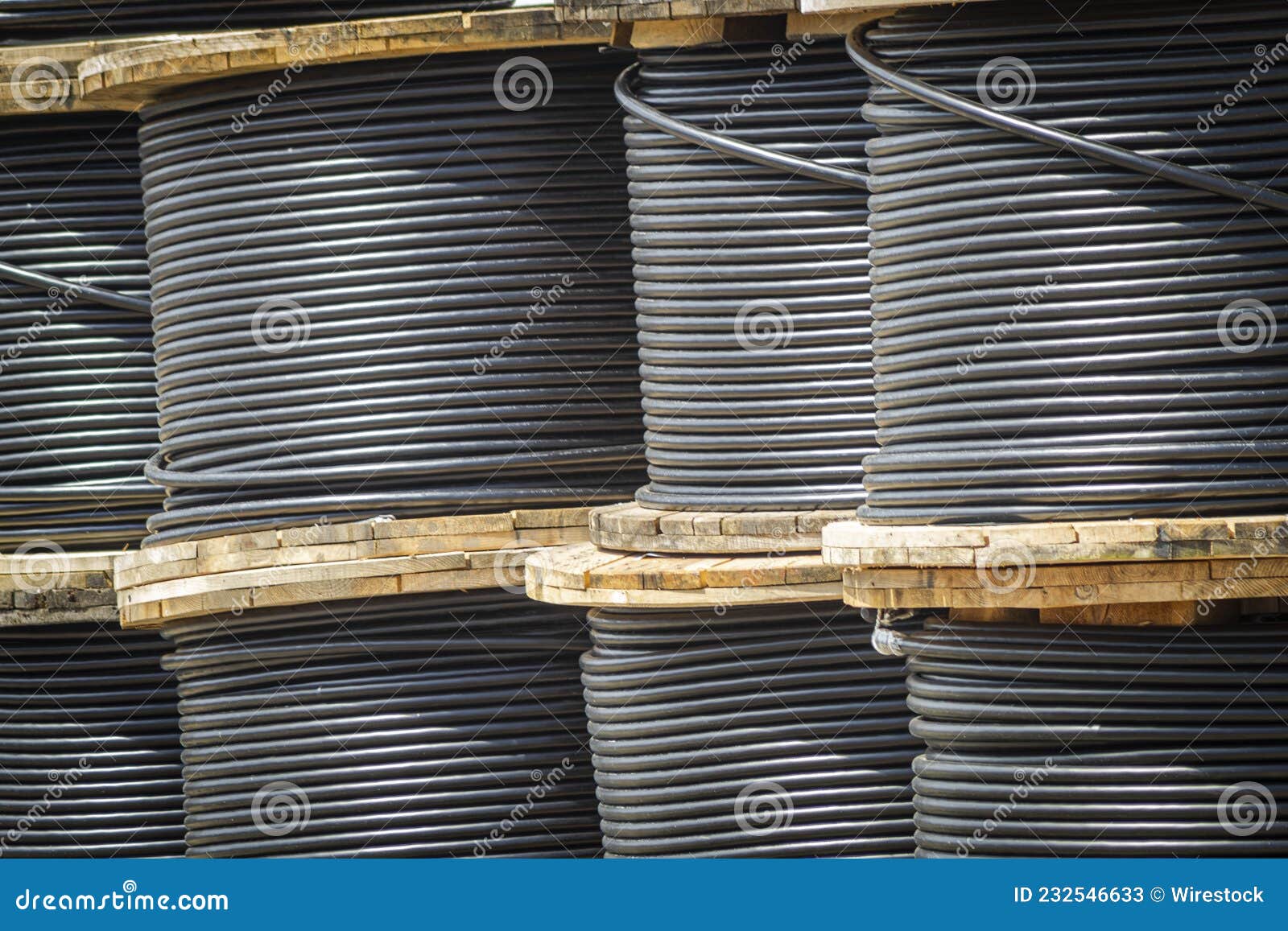A High-voltage Cables on Spools Used for Electric Power Transmission ...