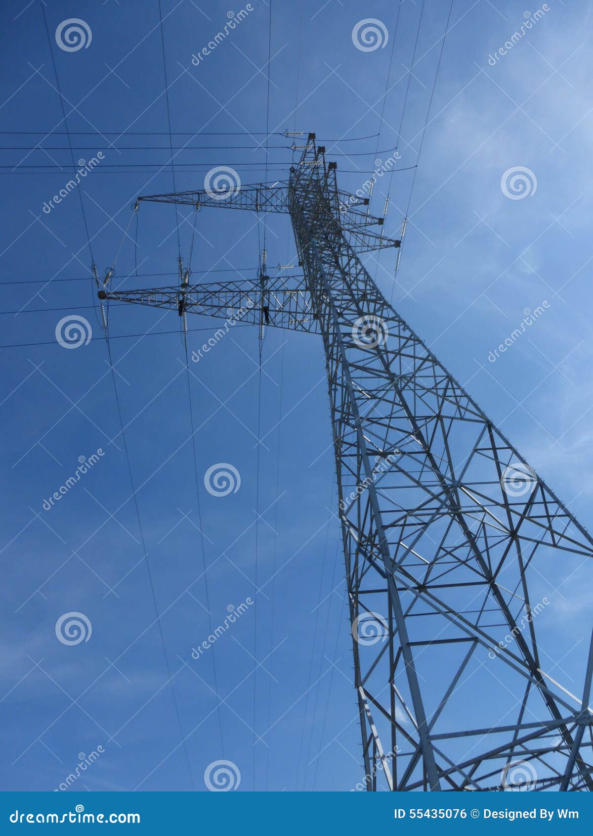 High Voltage Cables On A Tower Construction Stock Photography ...