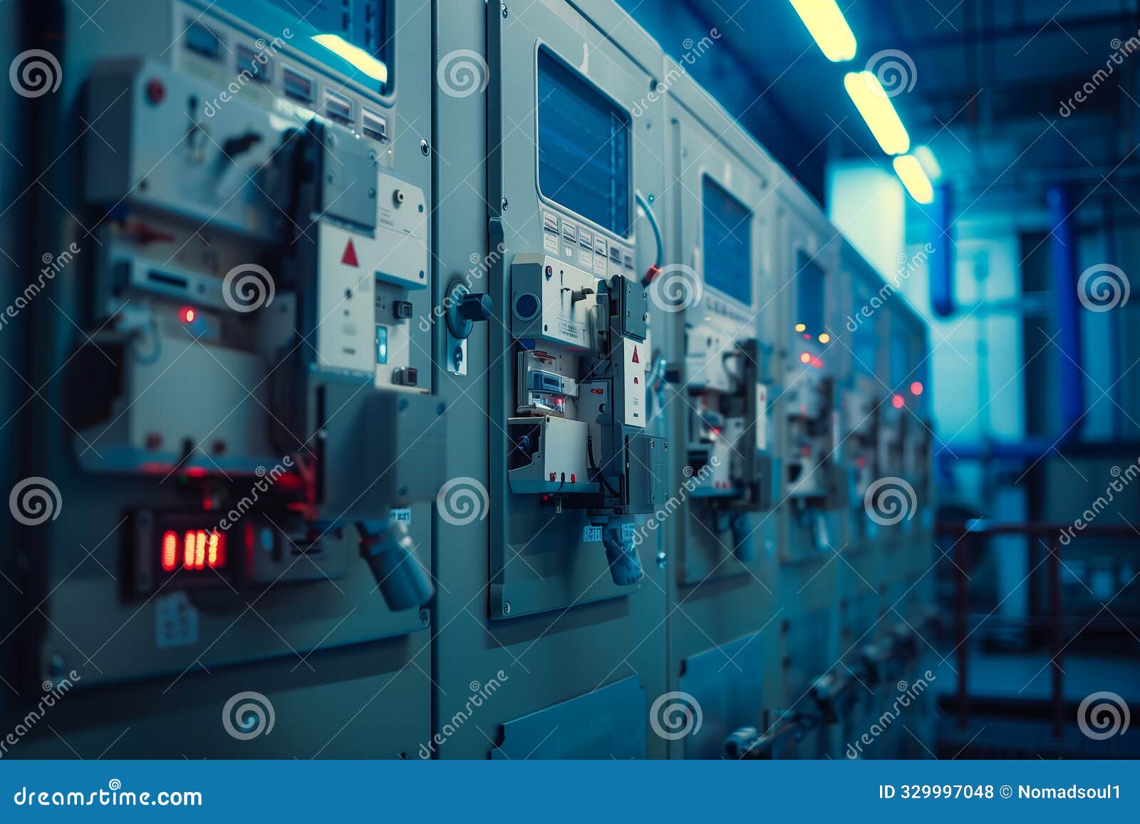 High Voltage Circuit Breaker in Operation Inside a Control Room ...