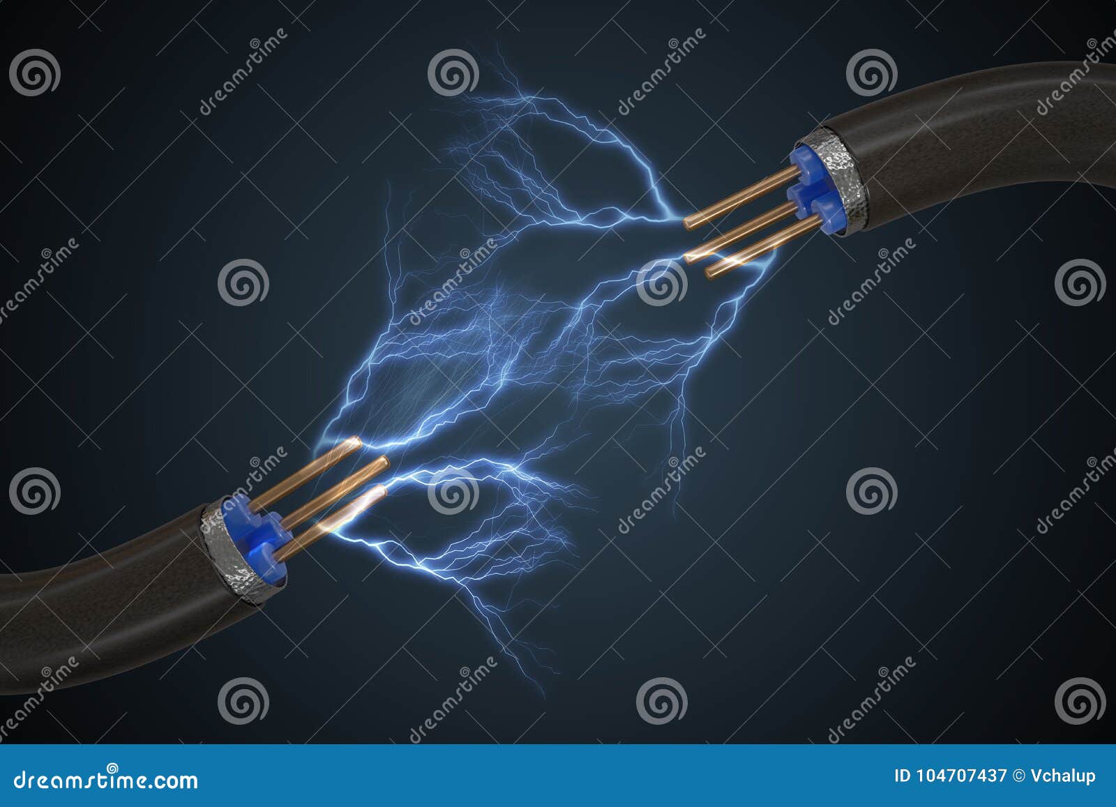 High Voltage Concept. Electricity Sparkles from Cable Stock ...