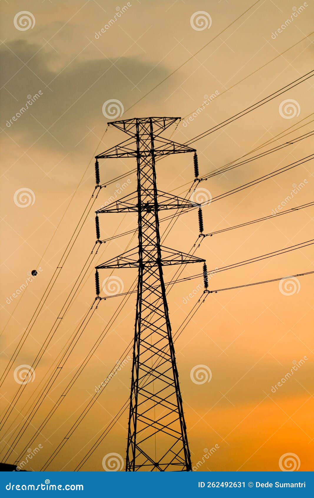 Current Tower with High Voltage Standing Upright Stock Image - Image of ...