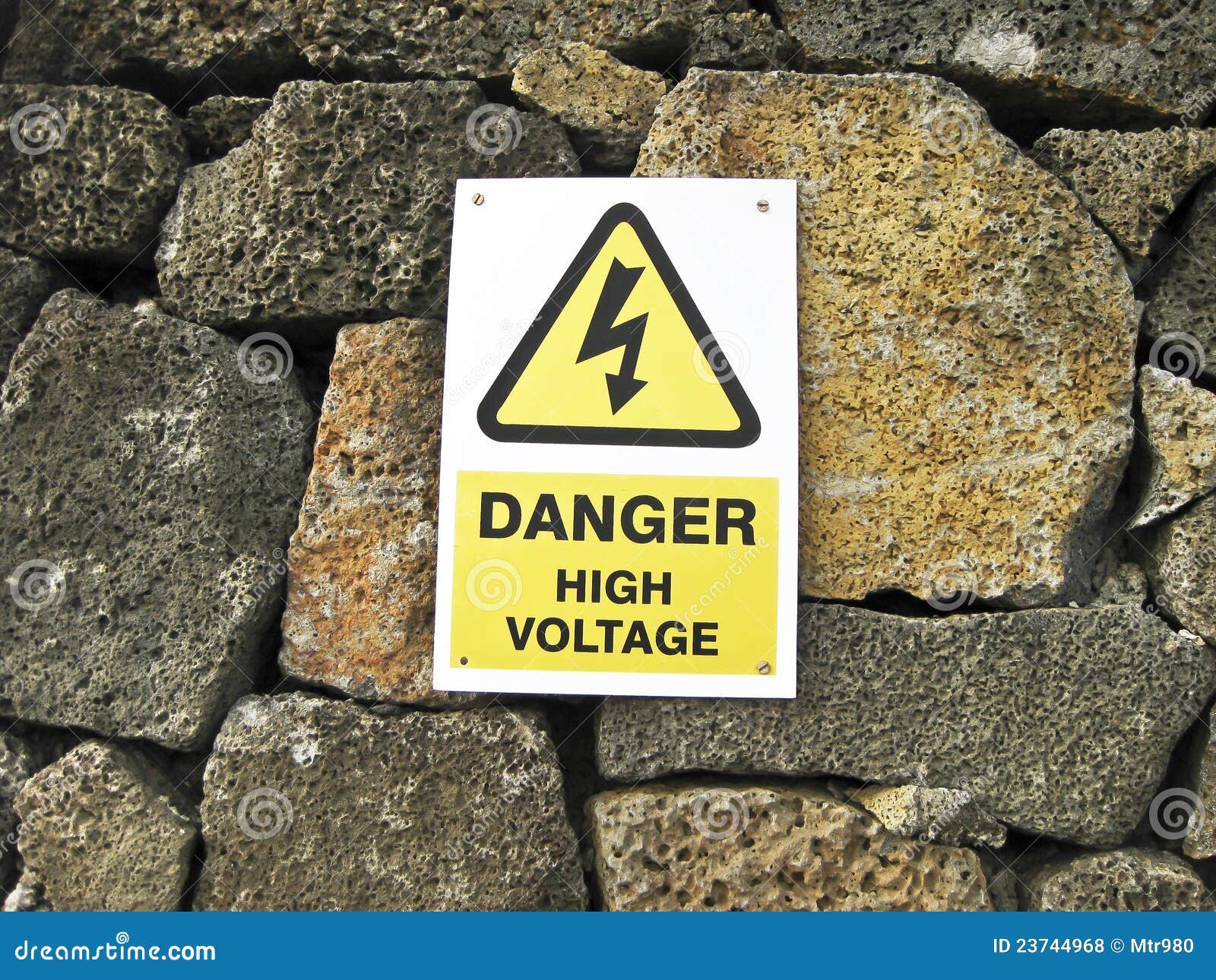 High Voltage Danger Yellow Sign Stock Photo - Image of electrical ...