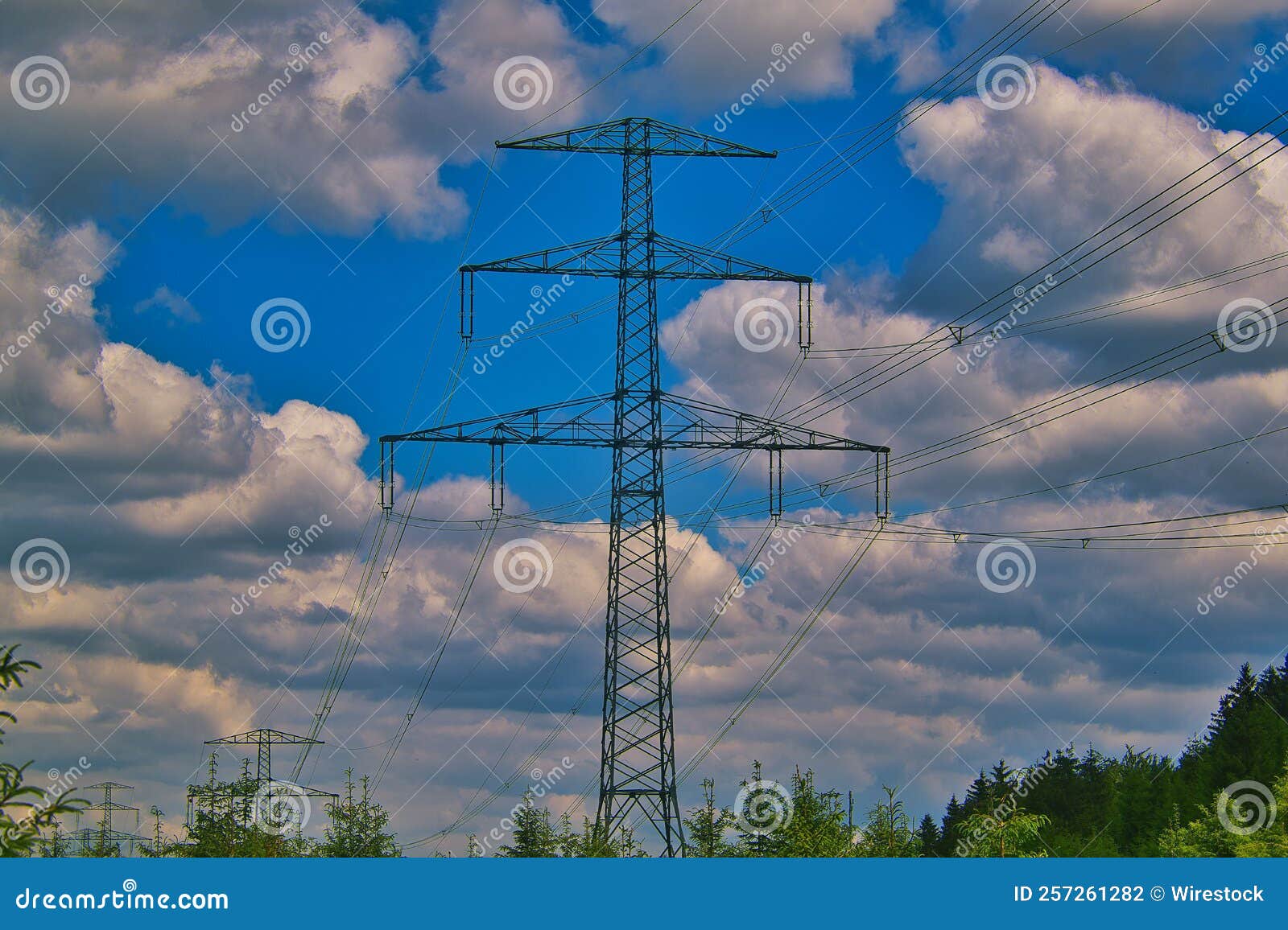 High-voltage Direct Current in the Trees Stock Photo - Image of ...