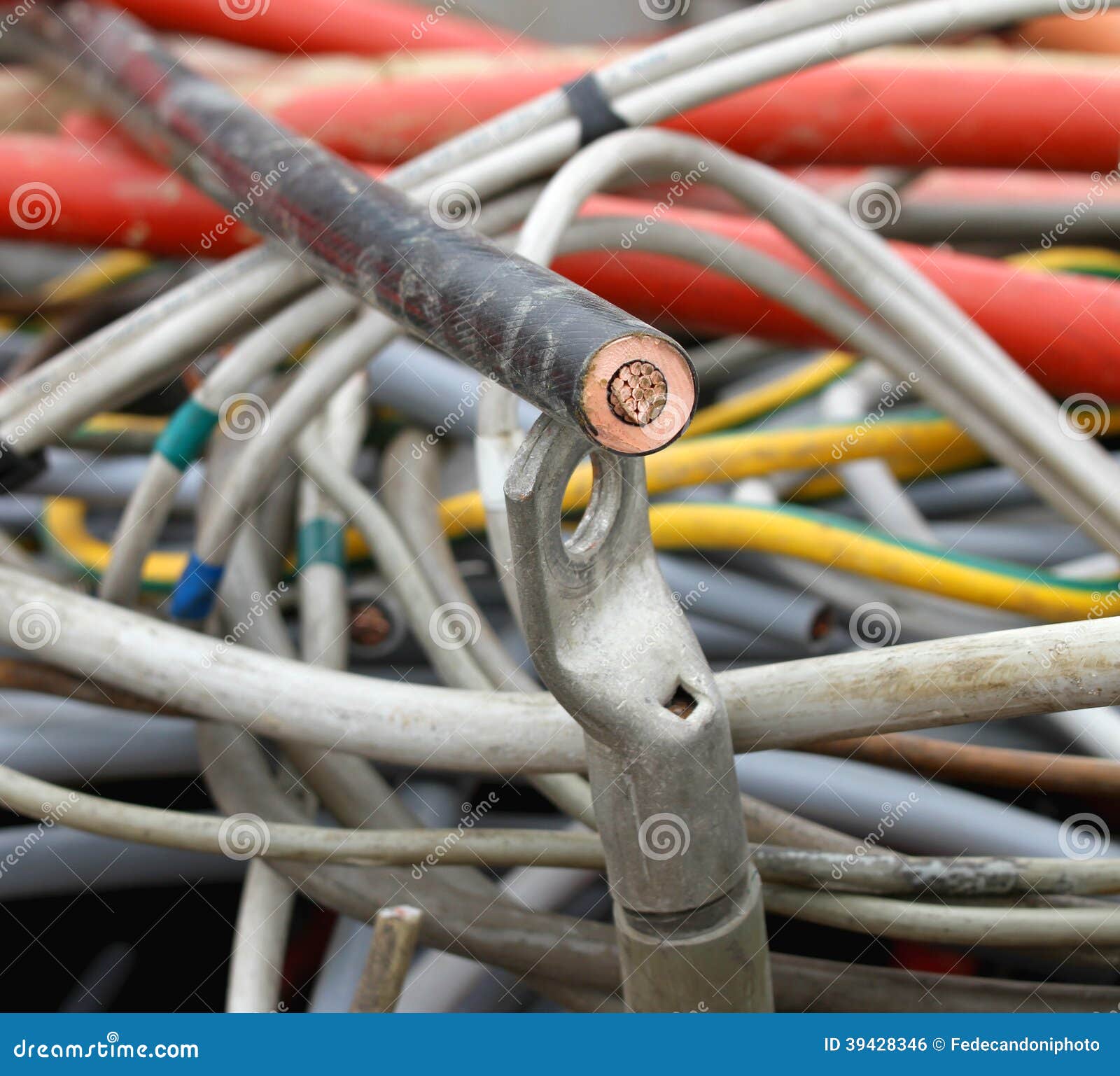 High-voltage Electric Cable and Copper Lug Terminal Stock Photo - Image ...