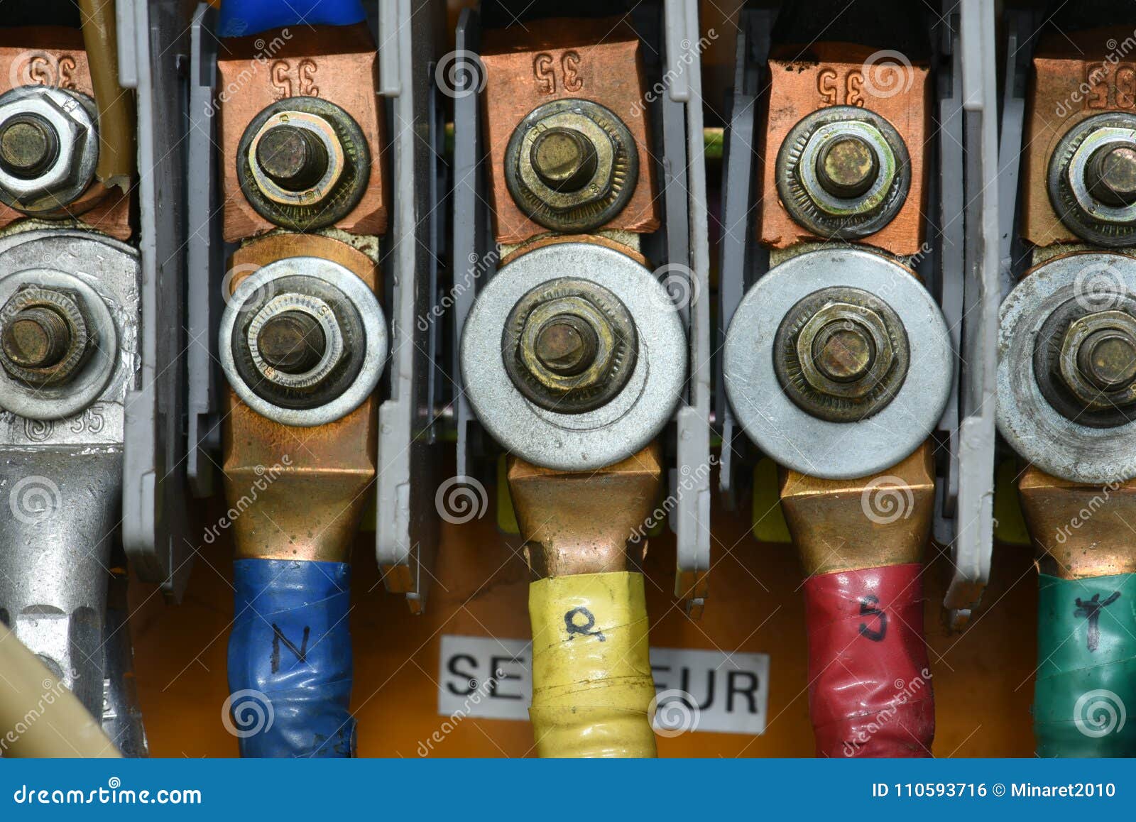 High Voltage Electric Cable with Terminal Connections Closeup Stock ...