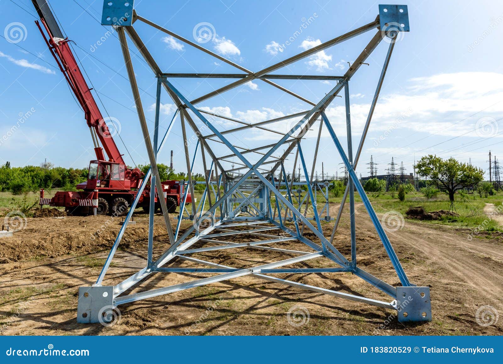 High Voltage Electric Pillar from Under. a High-voltage Electricity ...