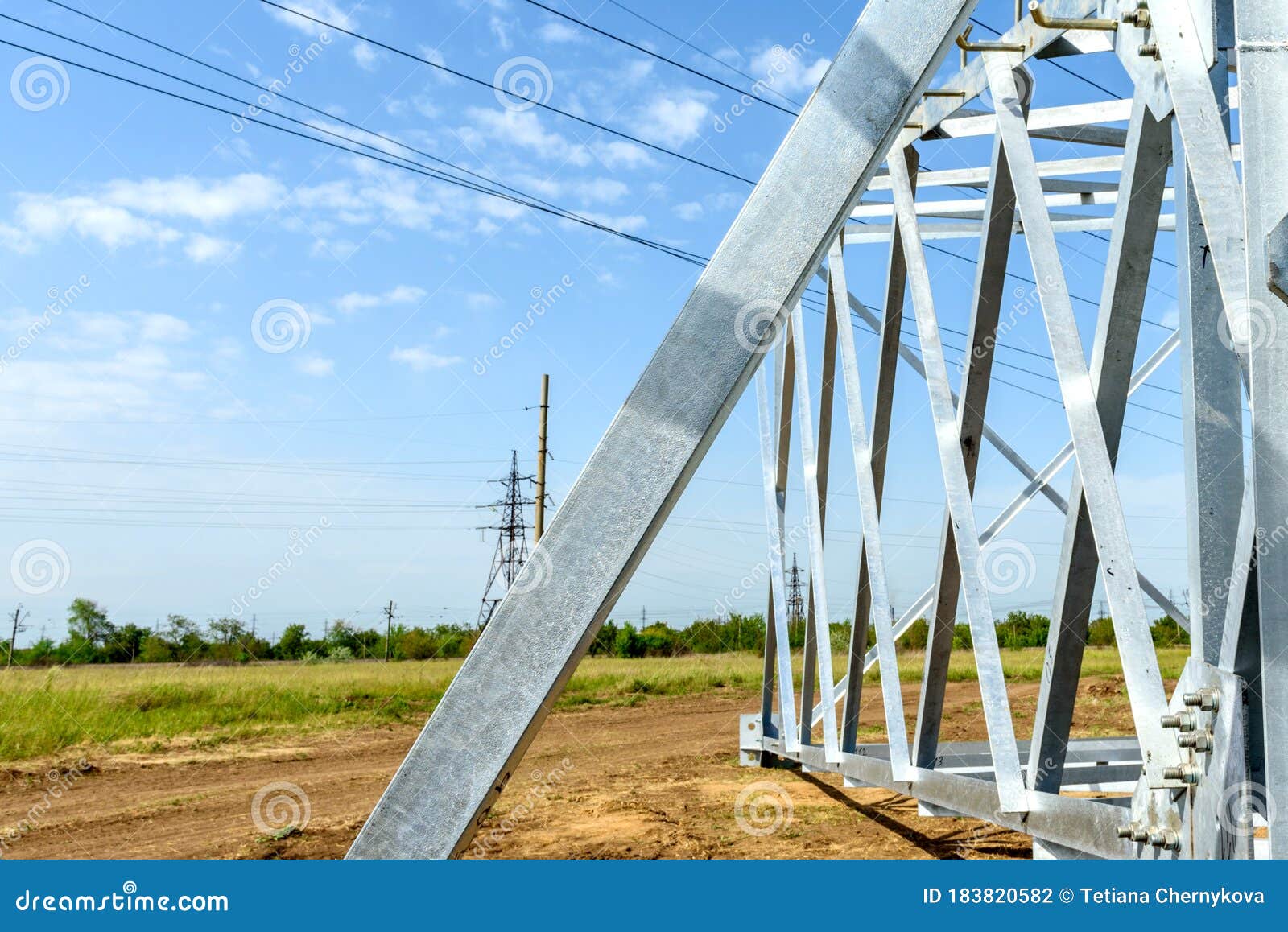 High Voltage Electric Pillar from Under. a High-voltage Electricity ...