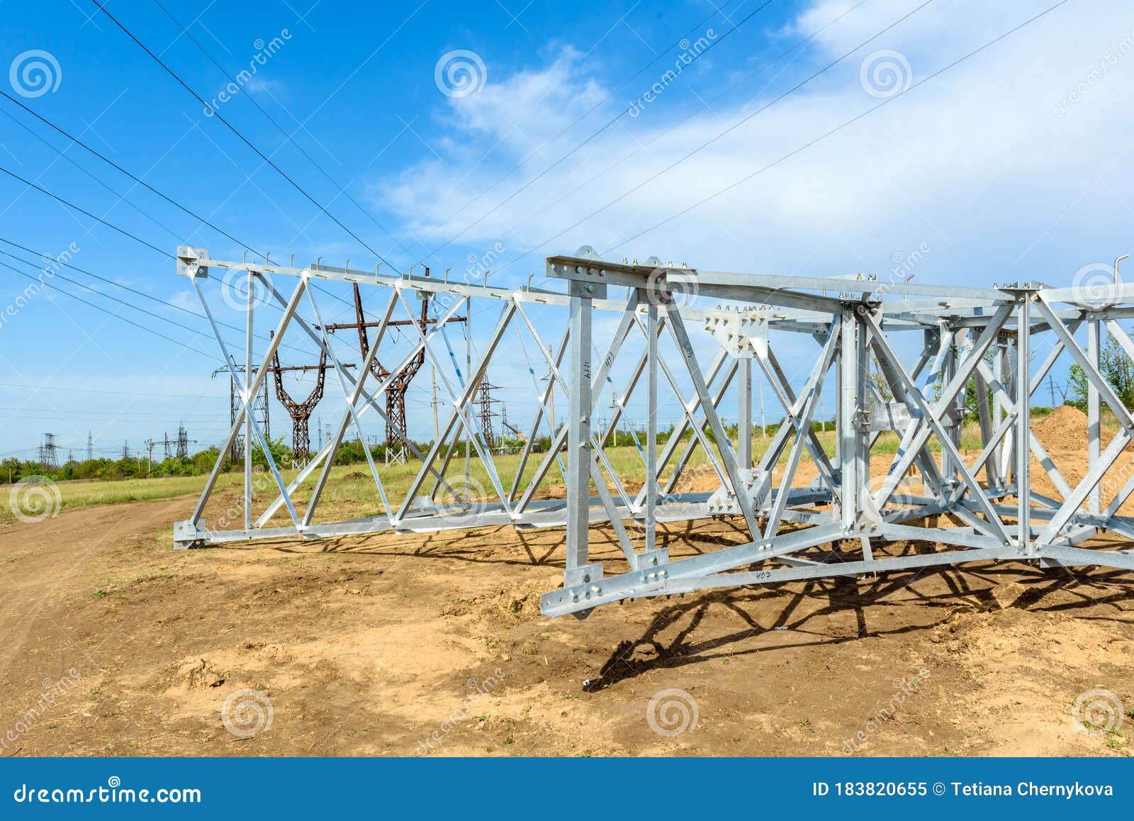 High Voltage Electric Pillar from Under. a High-voltage Electricity ...