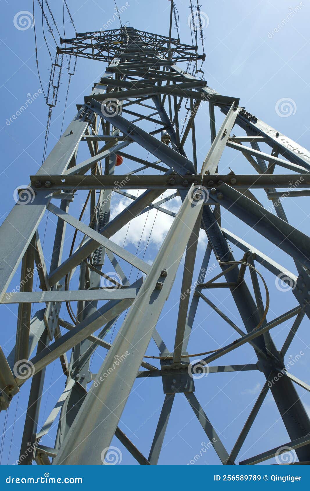 High Voltage Electric Pole on the Blue Sky. Stock Image - Image of ...