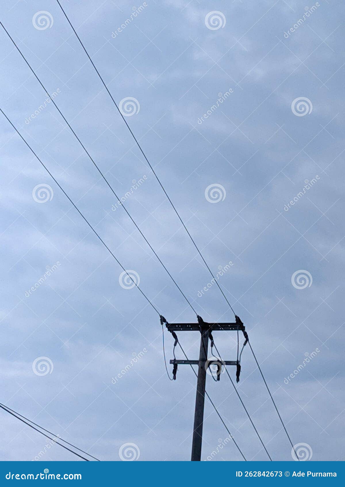 High-voltage Electric Pole with Three Cable Lines Stock Image - Image ...