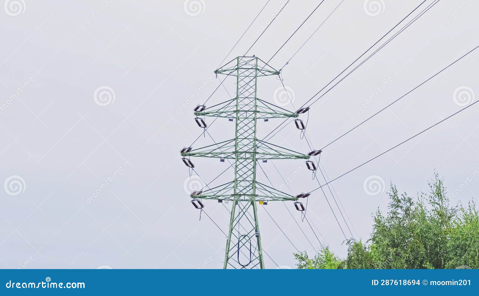High Voltage Electric Power Grid Pole with Ceramic Insulators at ...
