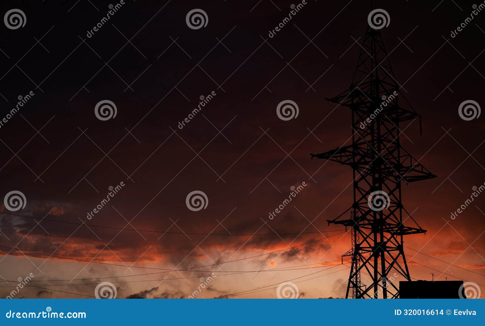 Electric Power Lines at Sunset Stock Photo - Image of highvoltage ...