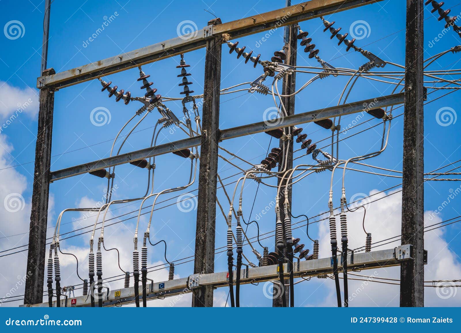 High Voltage Electric Power Plant Current Distribution Substation Stock ...