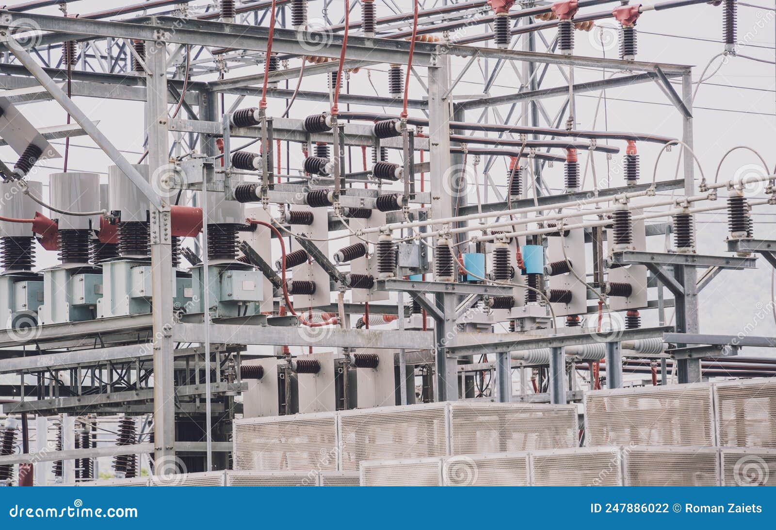 High Voltage Electric Power Plant Current Distribution Substation Stock ...