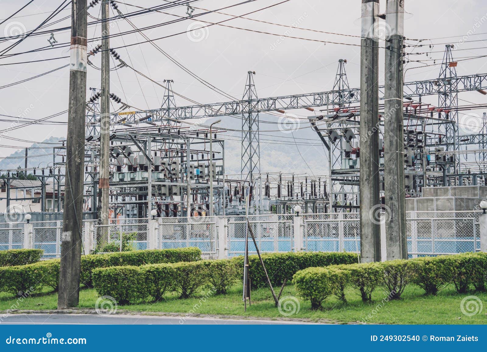 High Voltage Electric Power Plant Current Distribution Substation Stock ...