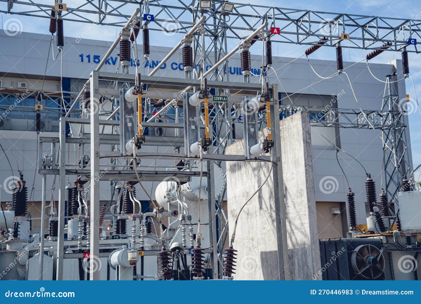 High Voltage Electric Power Plant Current Distribution Substation Stock ...