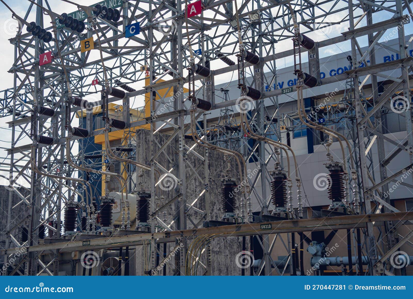 High Voltage Electric Power Plant Current Distribution Substation Stock ...