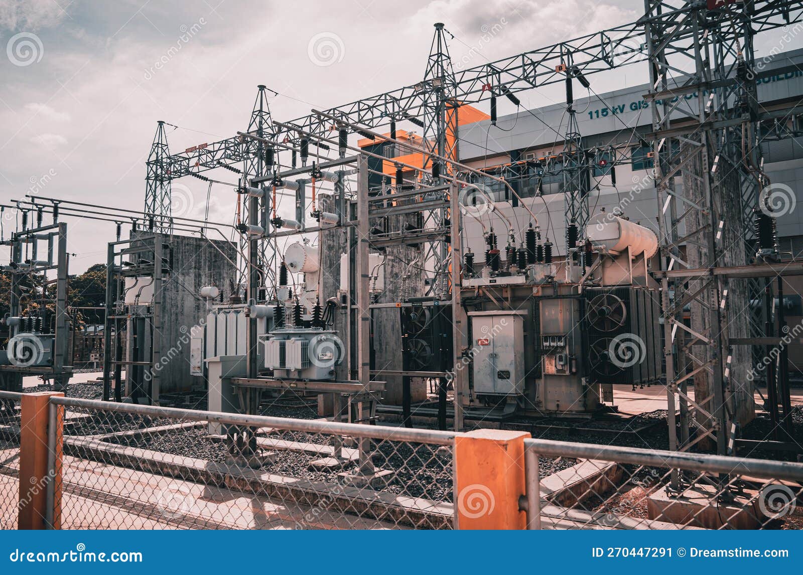 High Voltage Electric Power Plant Current Distribution Substation Stock ...