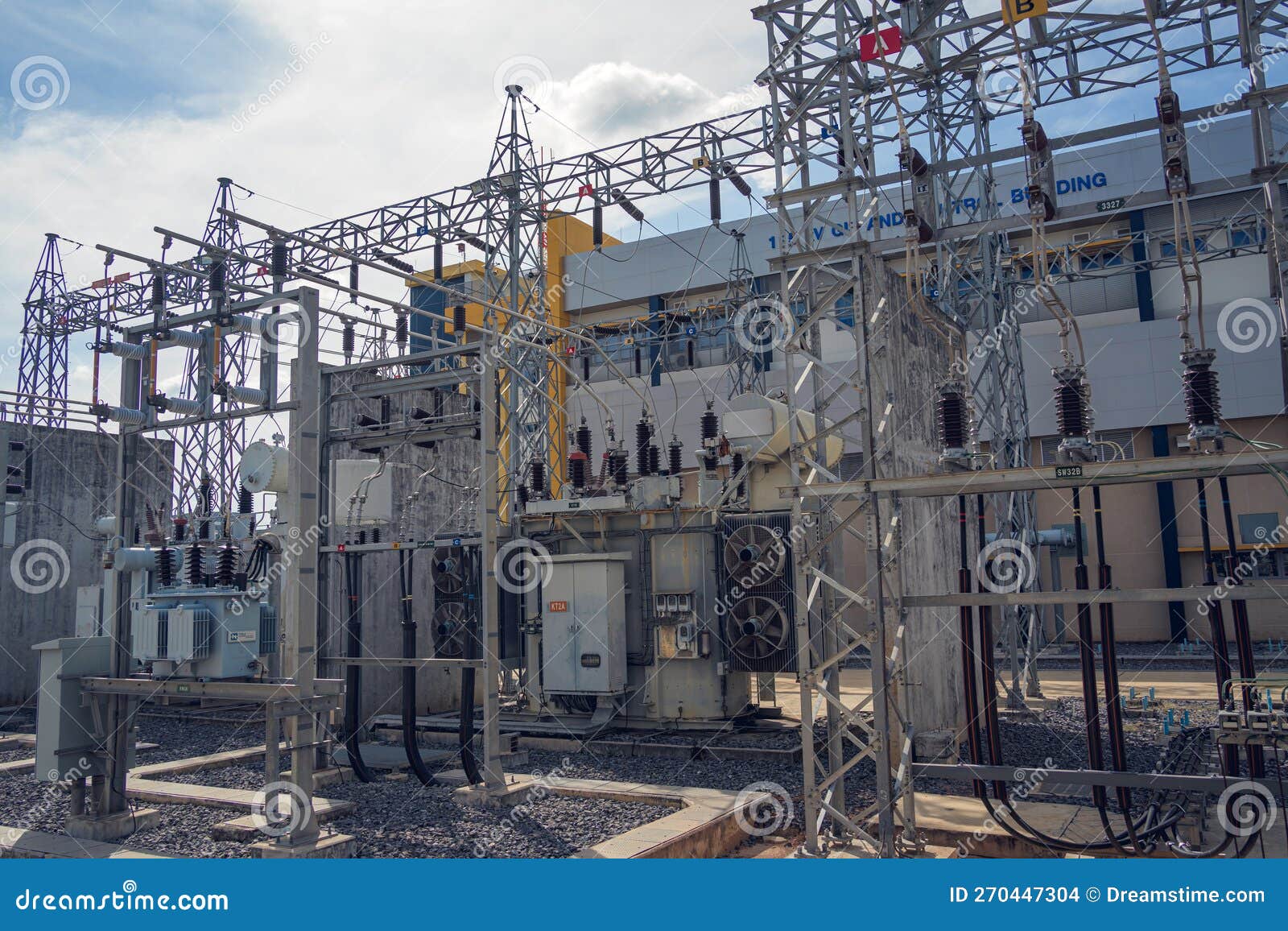 High Voltage Electric Power Plant Current Distribution Substation Stock ...