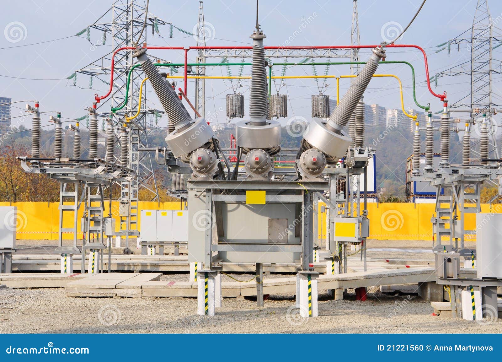 The High-voltage Electric Substation Stock Photo - Image of view ...