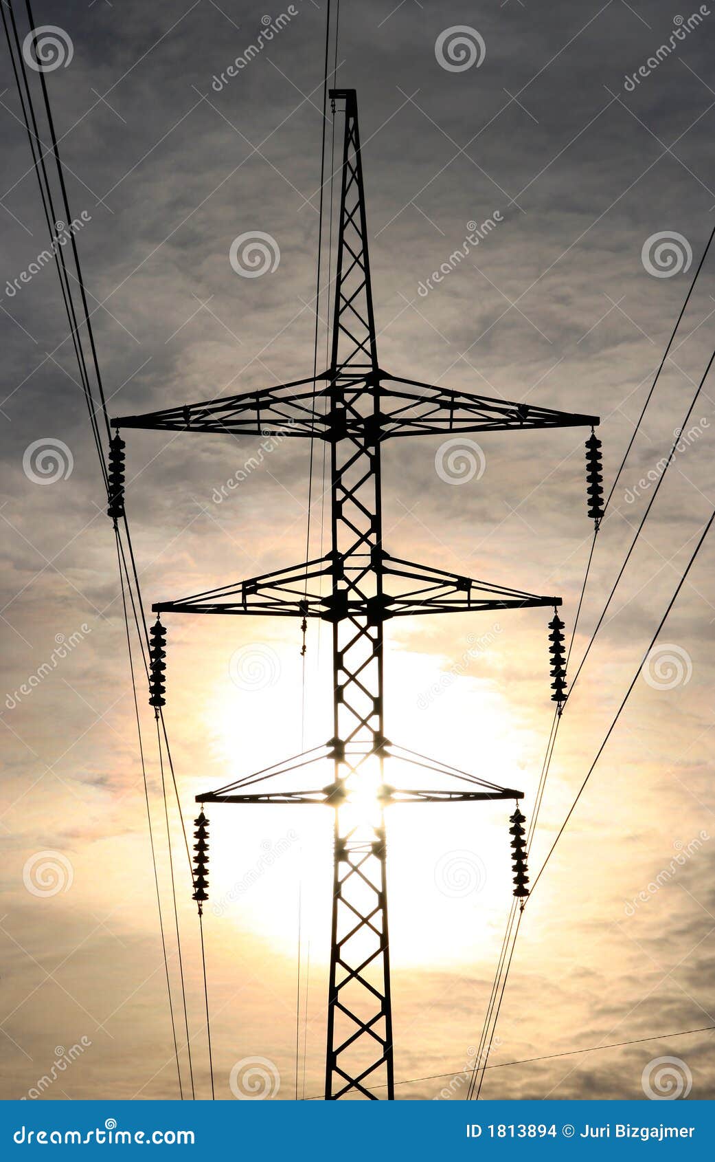 High-voltage Electric Support. Stock Photo - Image of clouds, distance ...
