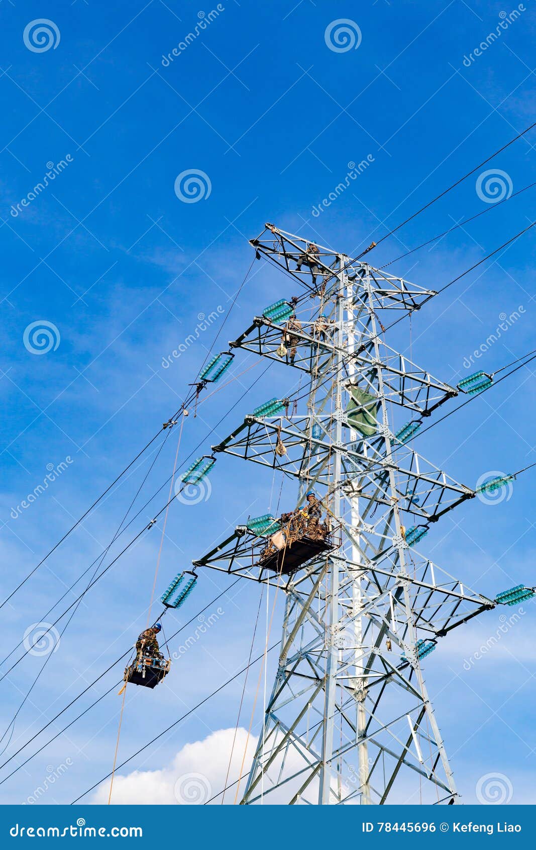 High Voltage Electric Tower Maintenance Stock Photo - Image of pylon ...