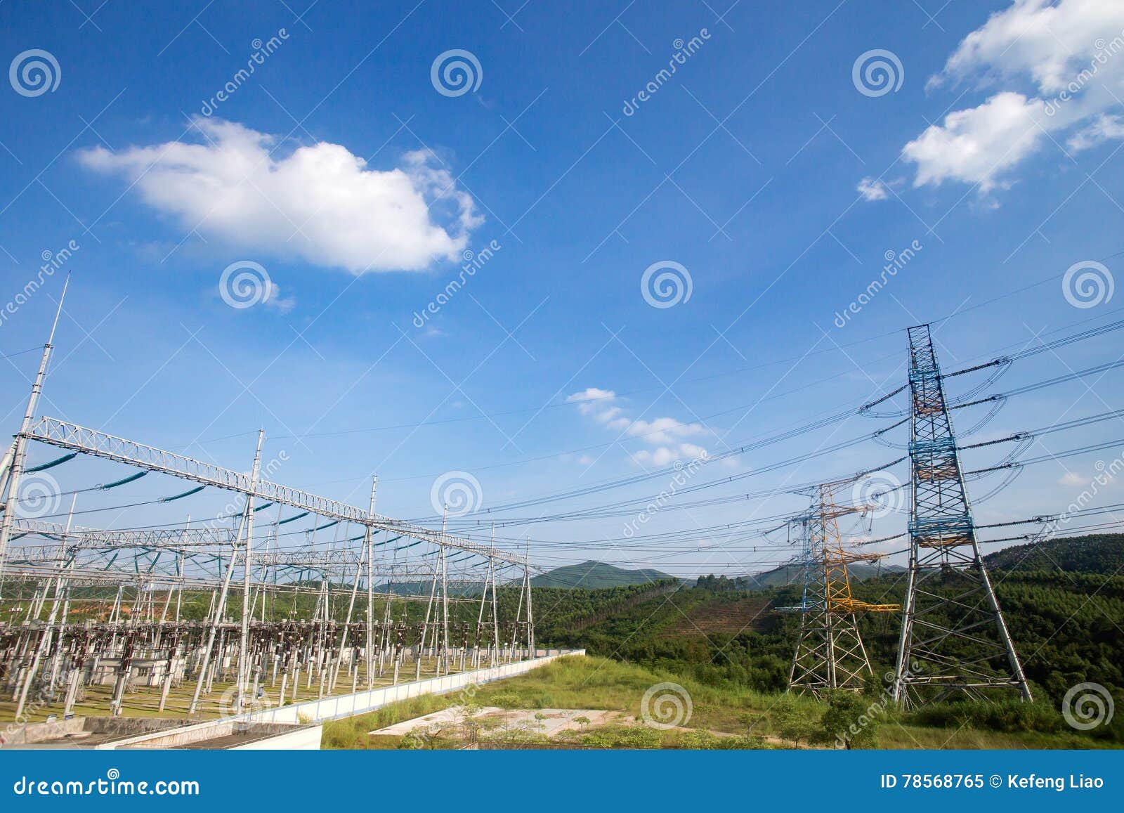 High Voltage Electric Tower And Transformer Substation Stock Image ...