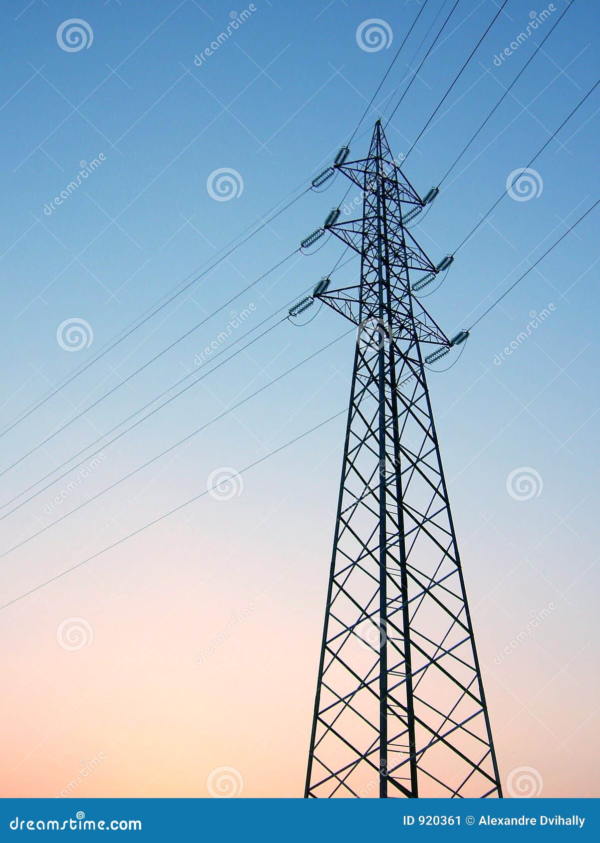 High Voltage Electric Tower and Wires - Sunset Stock Image - Image of ...