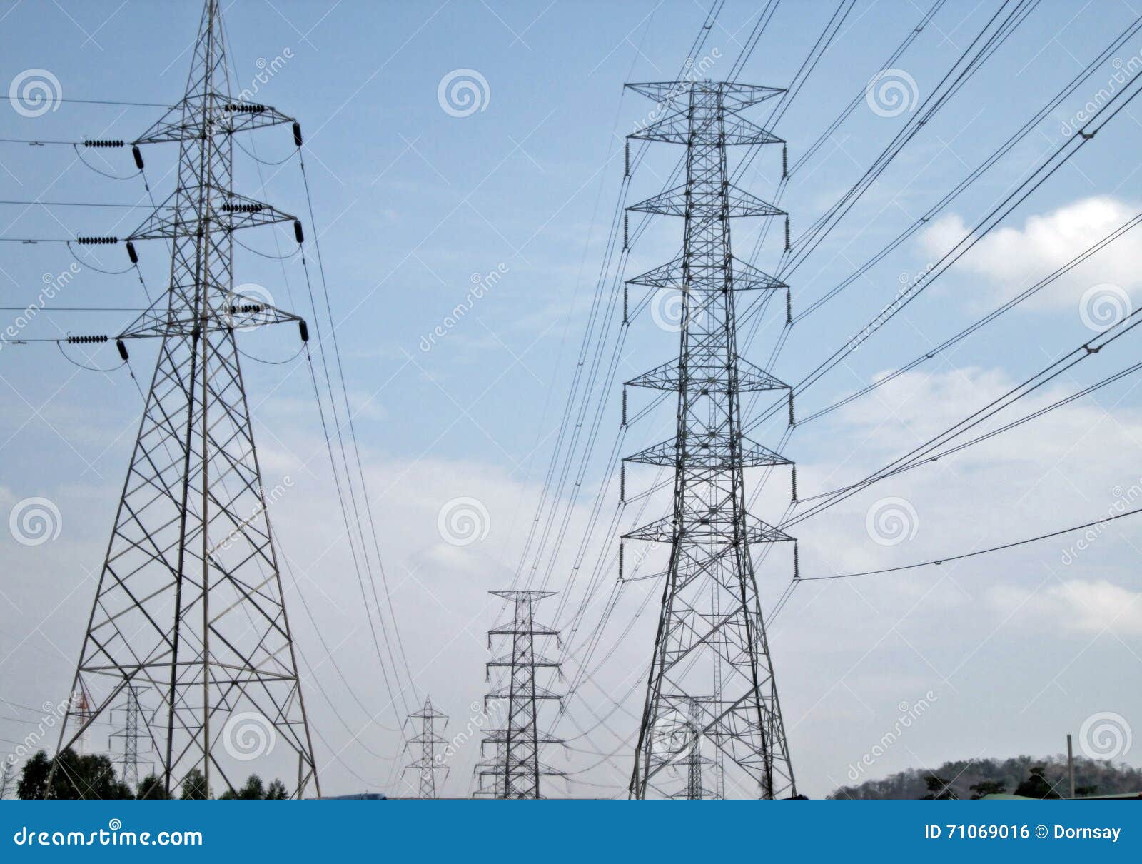 High Voltage Electric Wires on Sky Background Stock Photo - Image of ...