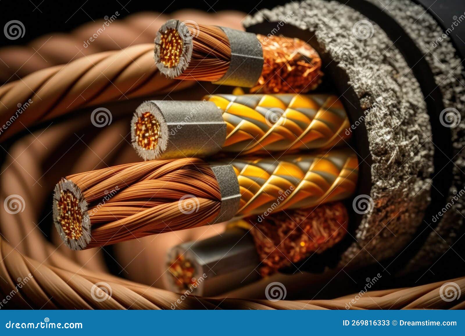 High-voltage Electrical Cable Cross Section Closeup Created with ...