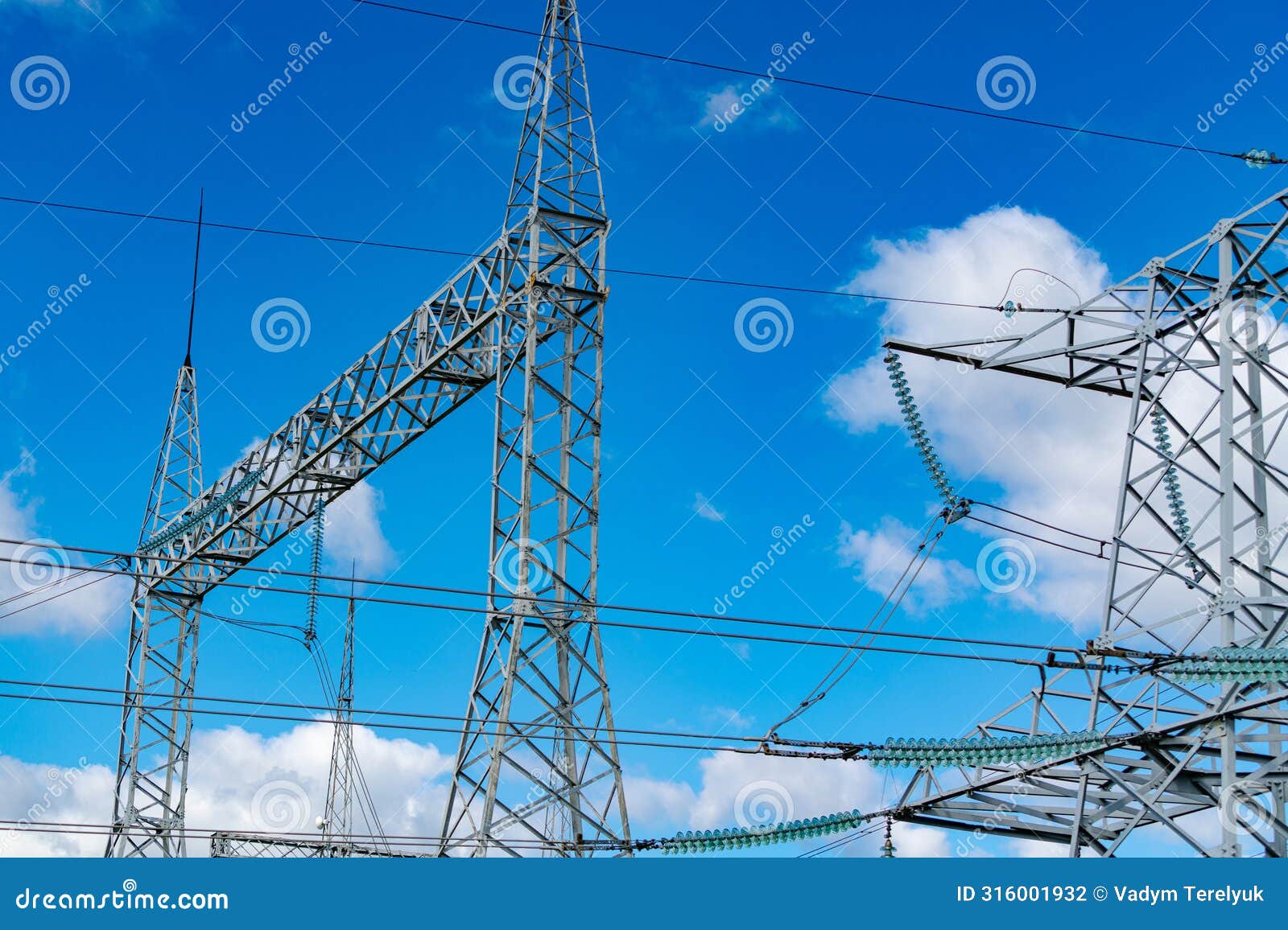 High Voltage Electrical Construction. Power Electricity Transmission ...