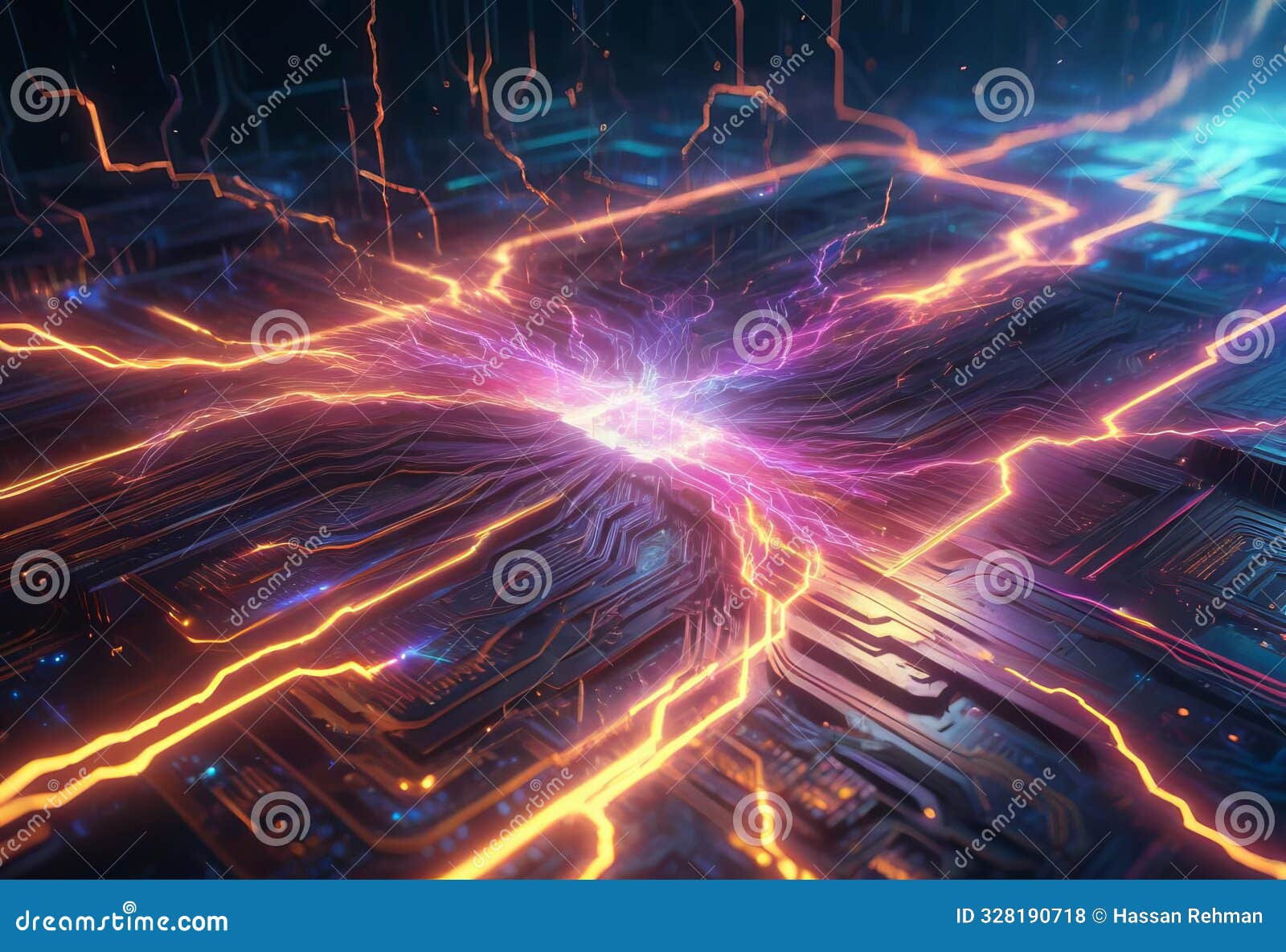 A High-voltage Electrical Discharge Arcing Across a Futuristic Stock ...